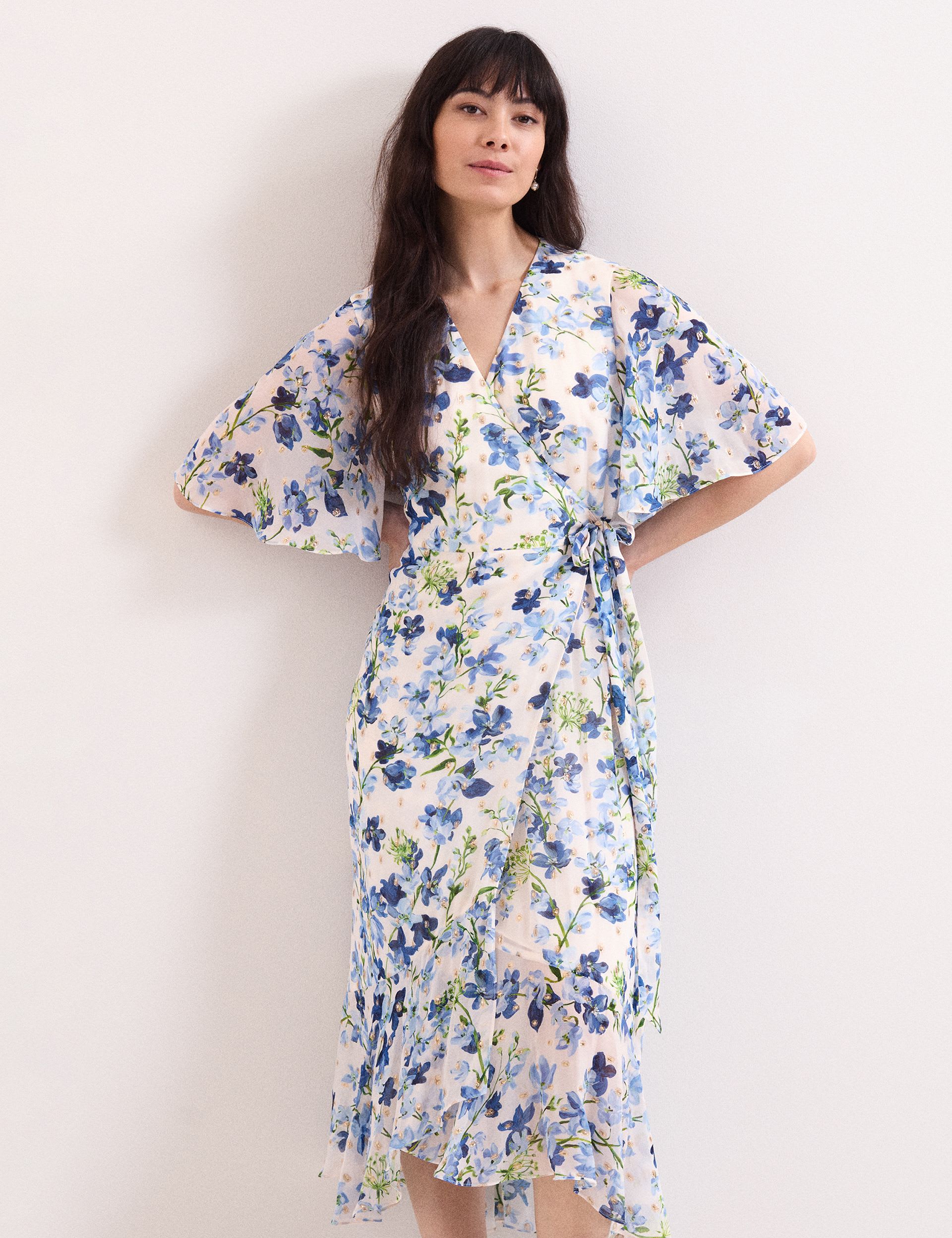 CHIFFON FLORAL V-NECK MIDI WRAP DRESS | PHASE EIGHT | M&S