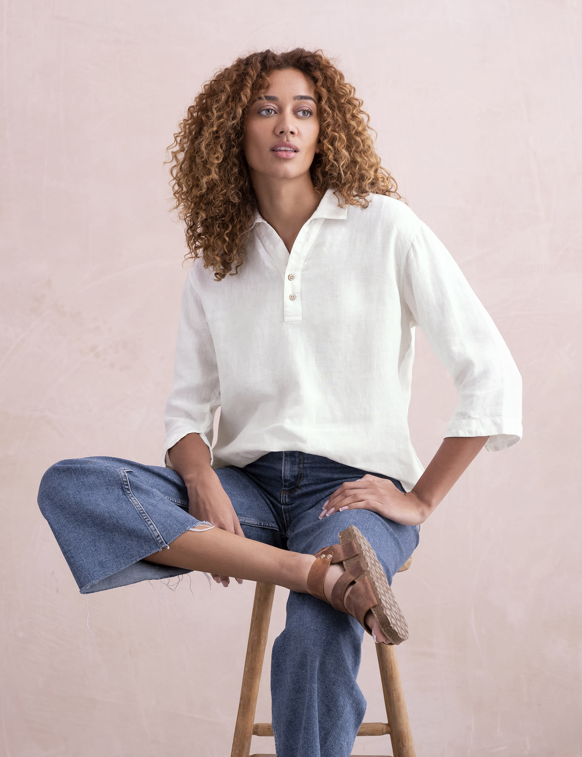 Pure Linen Collared Button Detail Shirt | Celtic & Co. | M&S