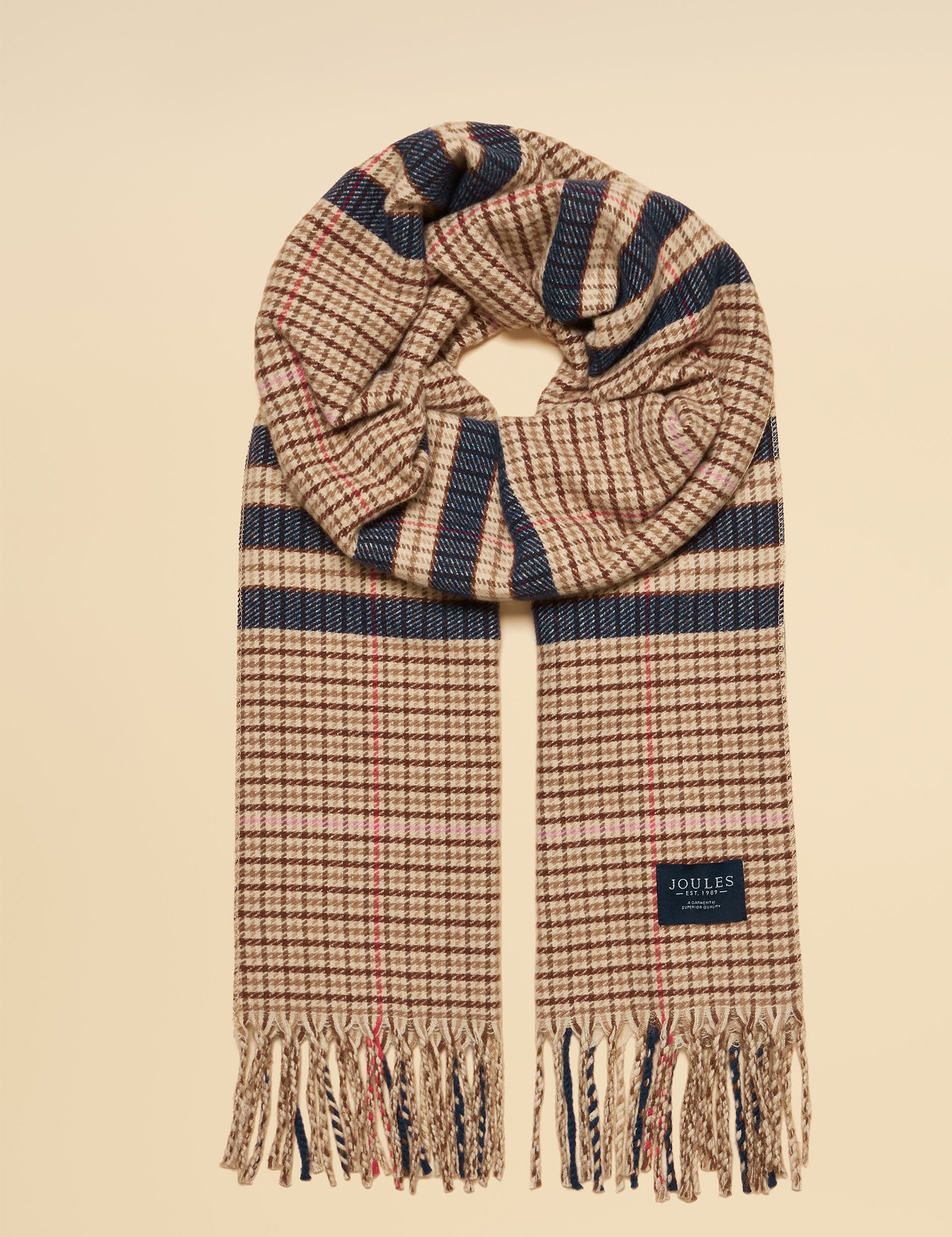 Checked Large Tassel Scarf | Joules | M&S