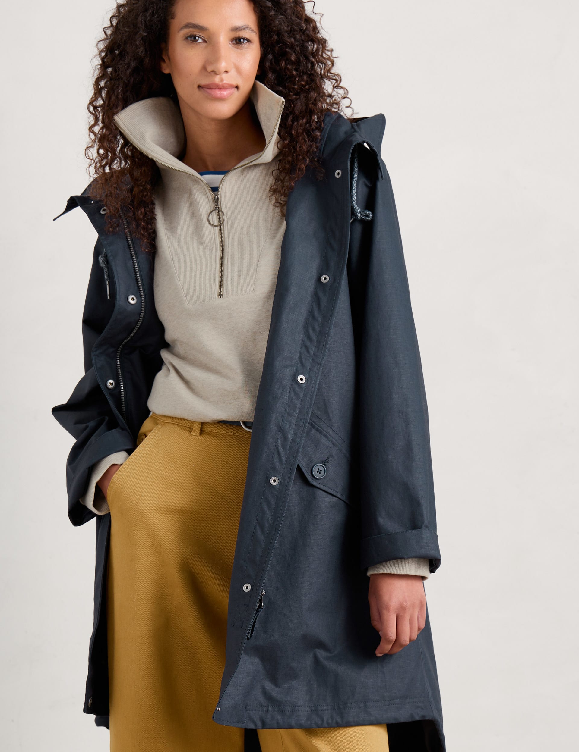 Waterproof Linen Rich Longline Raincoat | Seasalt Cornwall | M&S