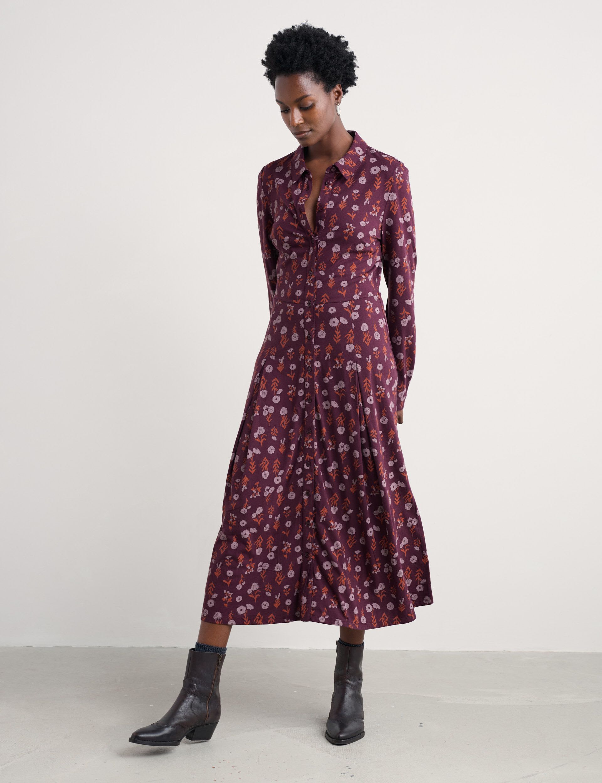 Cotton Rich Floral Midi Shirt Dress | Seasalt Cornwall | M&S