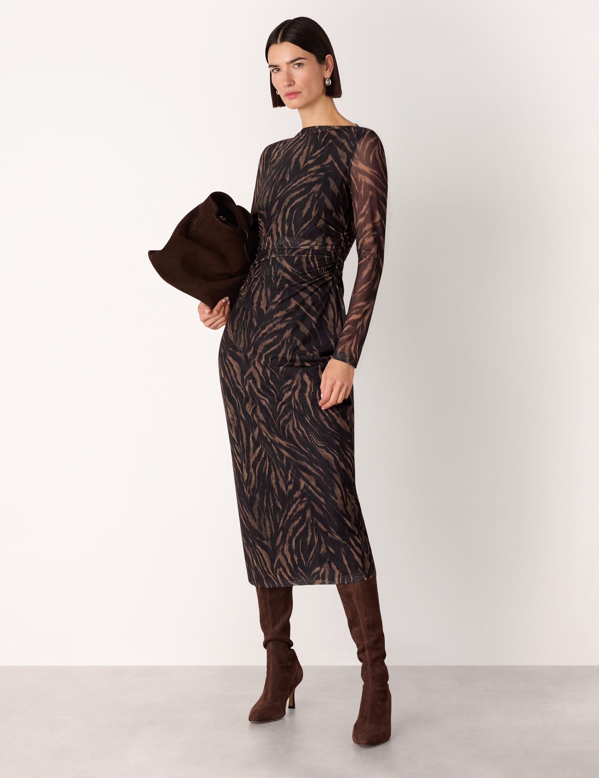 MESH ABSTRACT ZEBRA PRINT MIDI COLUMN DRESS | WHISTLES | M&S