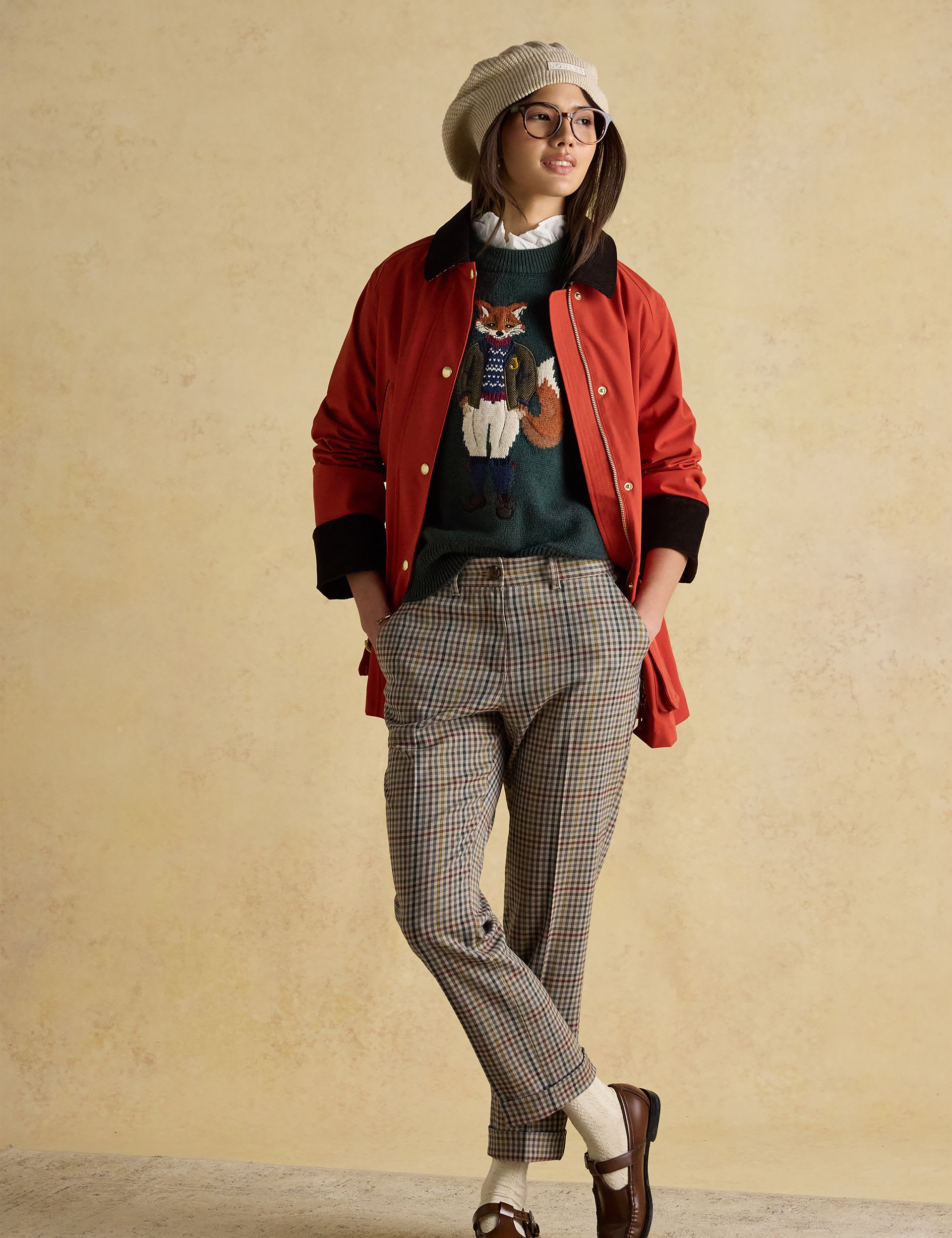 Checked Straight Leg Trousers | Joules | M&S