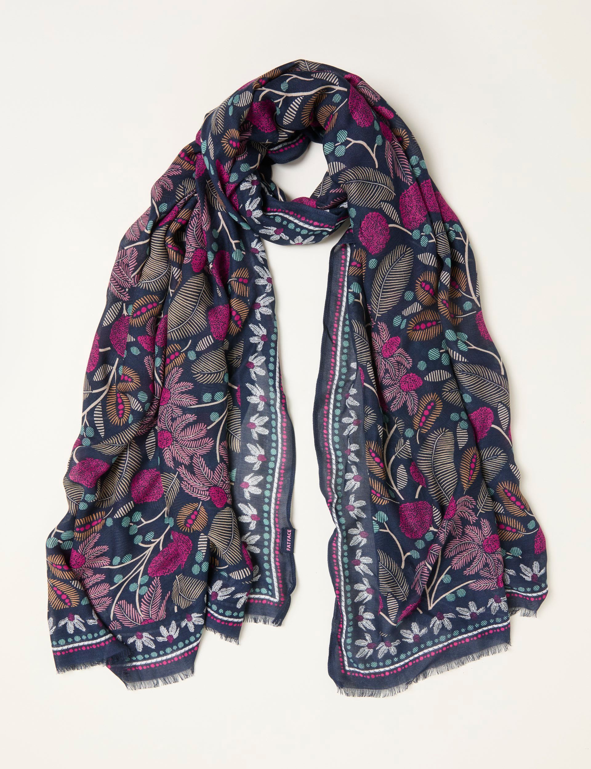Woven Leaf Print Scarf | FatFace | M&S