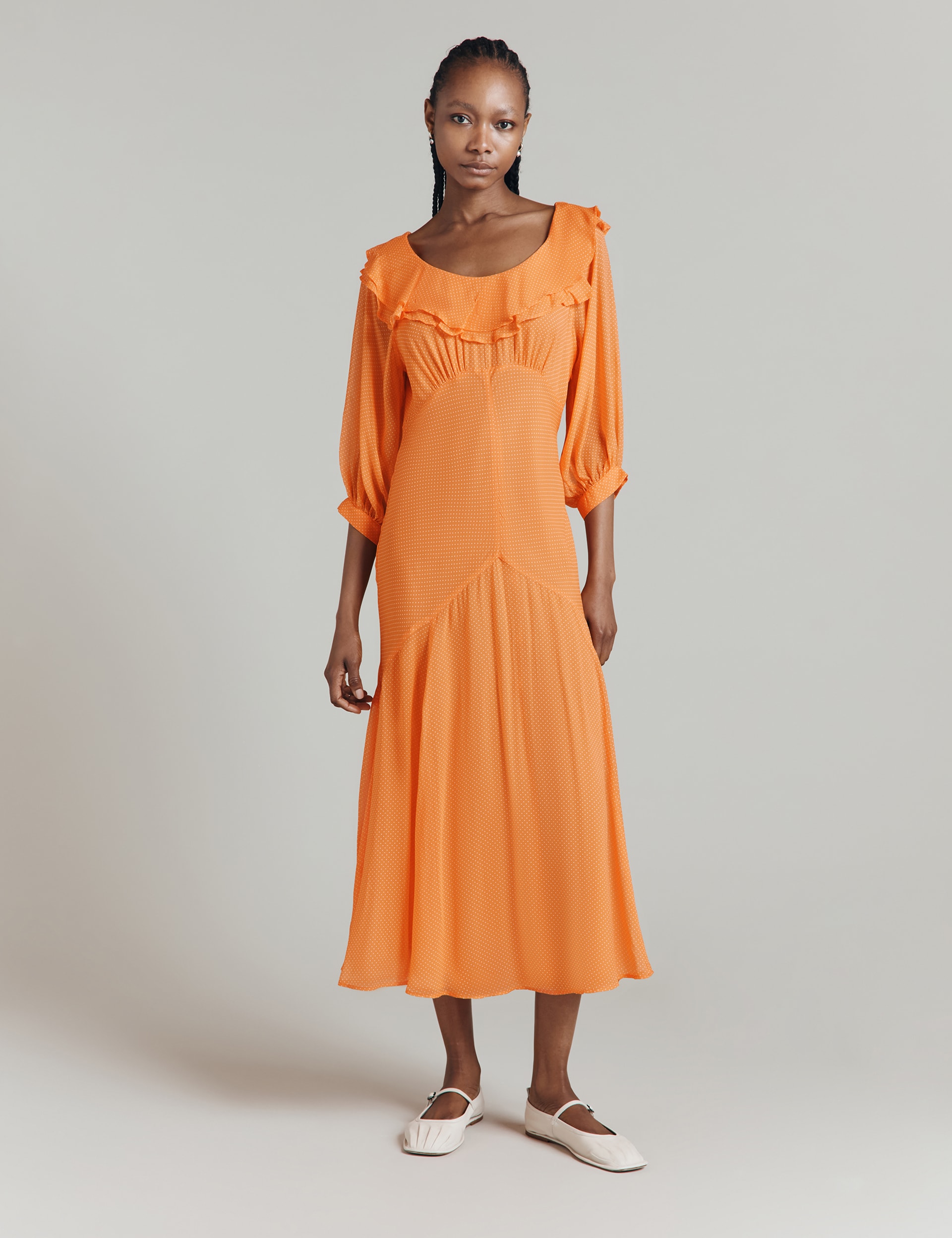 sheer-spot-print-ruffle-midi-smock-dress-ghost-m-s