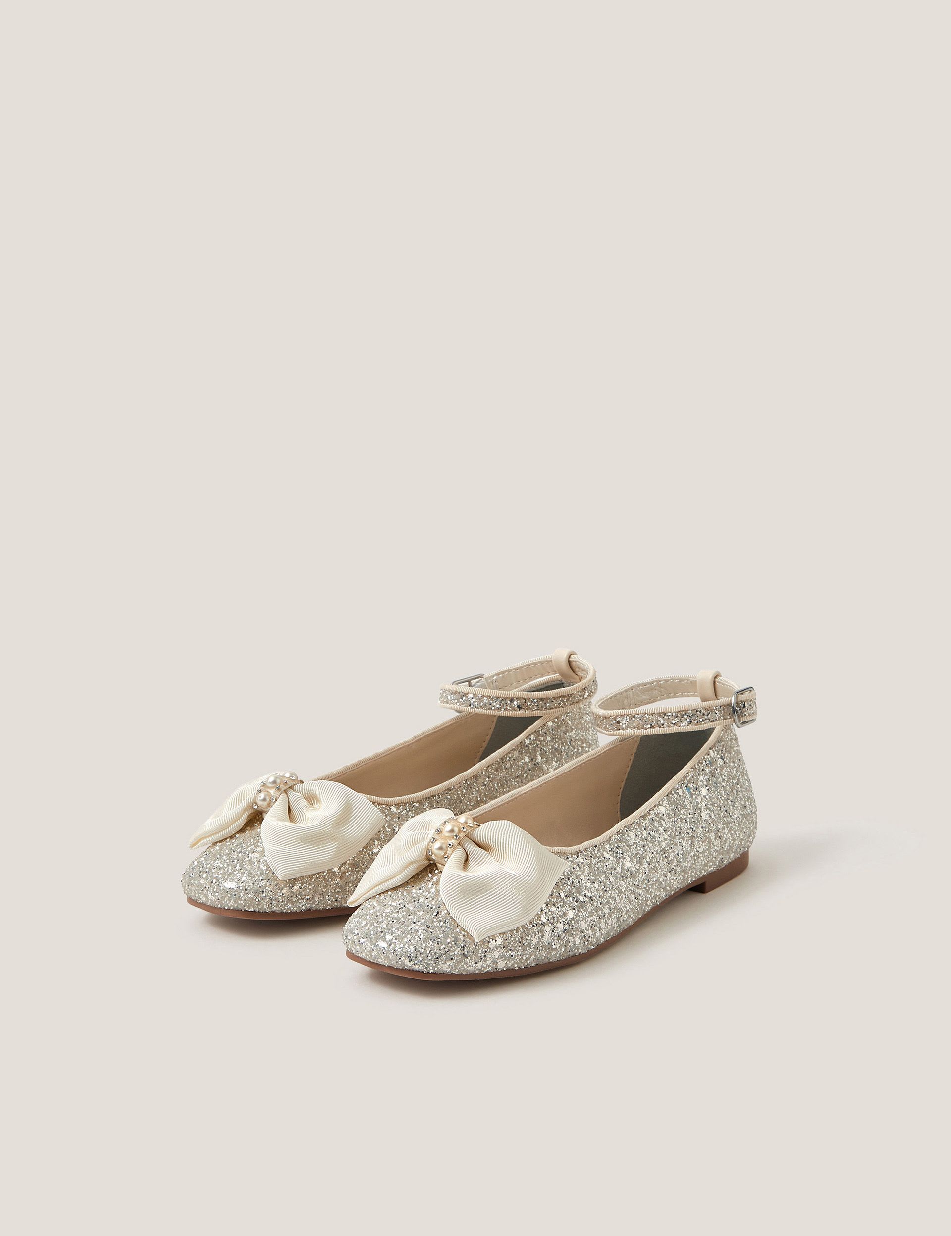 Kids' Bow Glitter Ballet Pumps (7 Small - 4 Large) | Monsoon | M&S