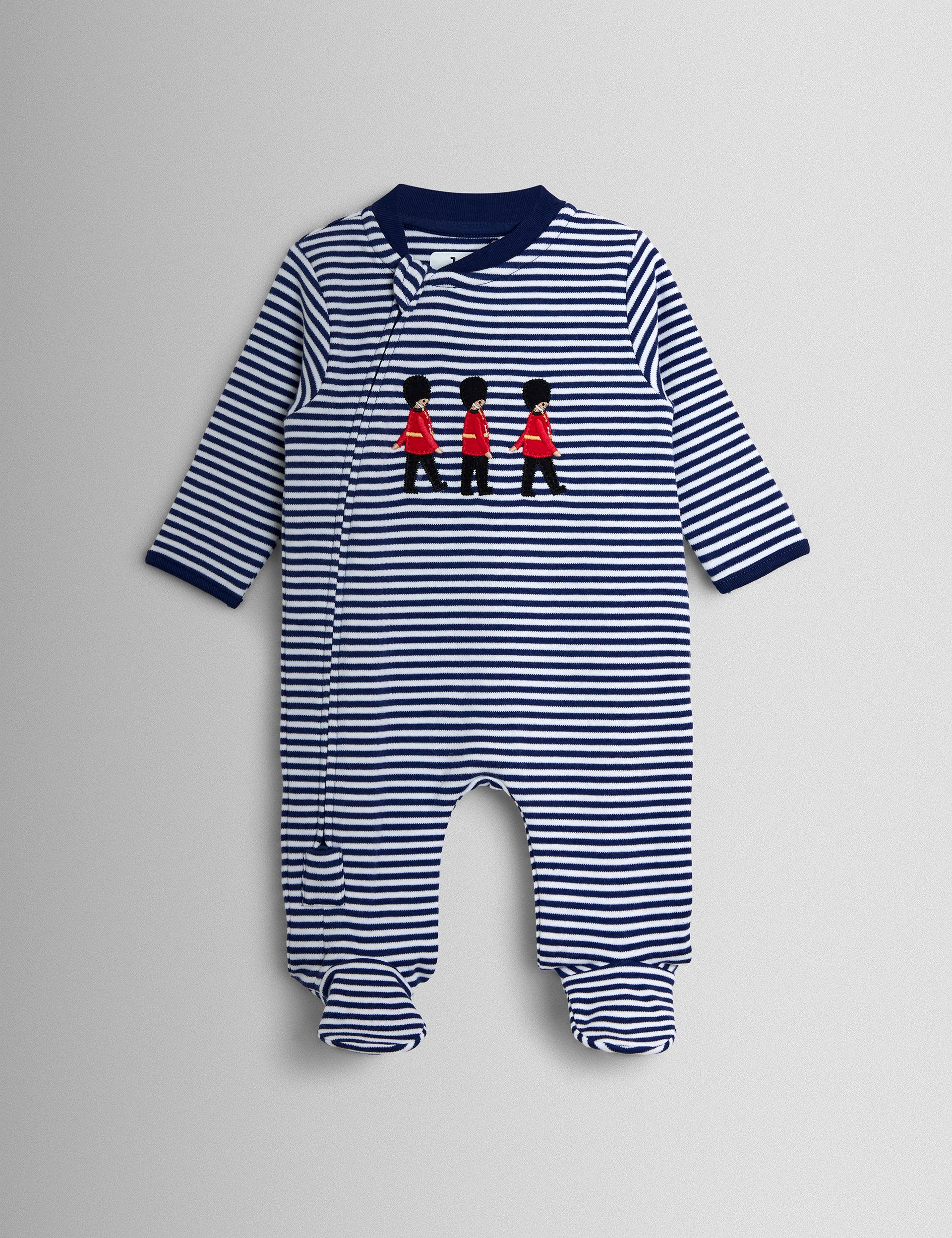 PURE COTTON STRIPED SOLDIER ZIP SLEEPSUIT (7LBS-18 MTHS) | JOJO MAMAN ...