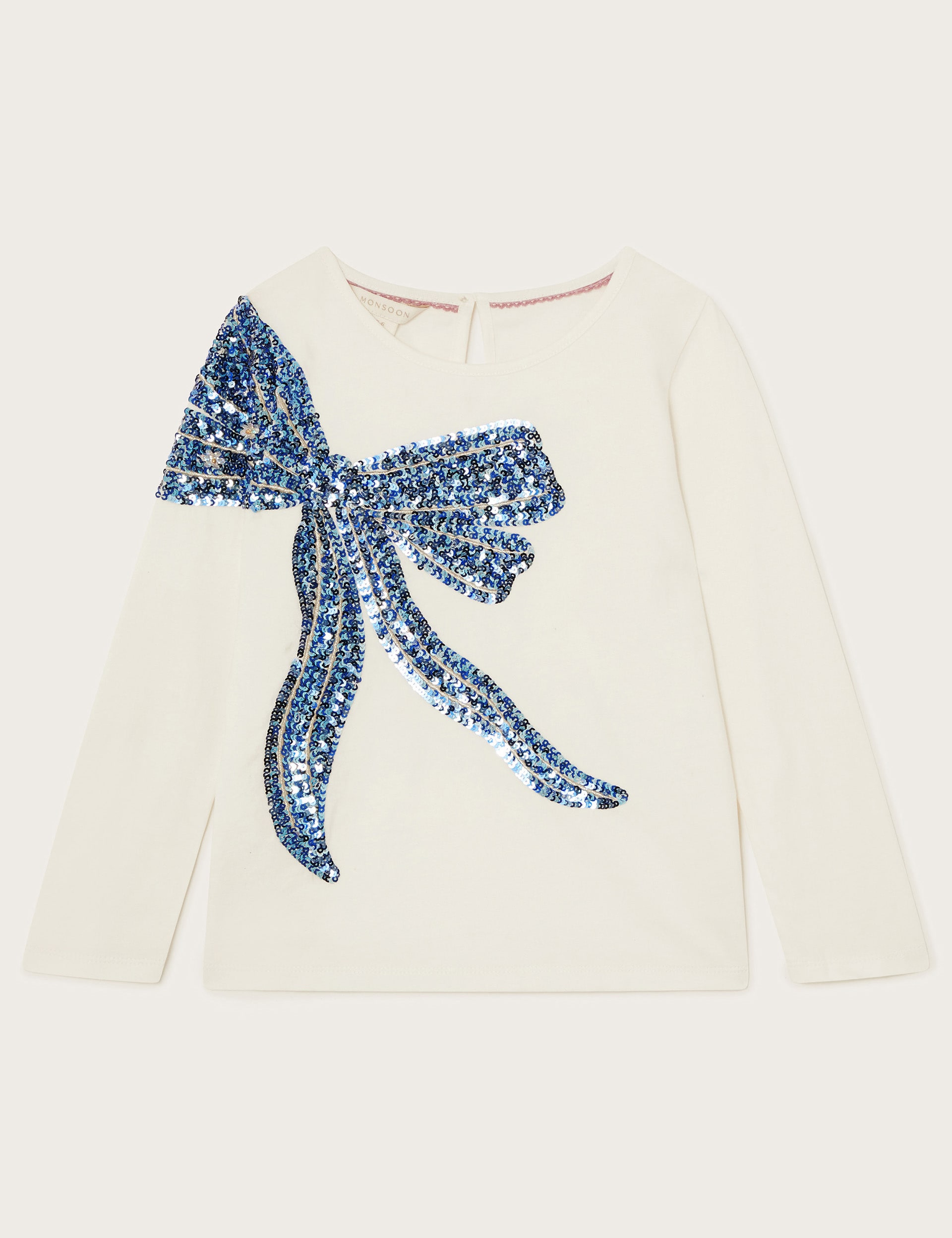 Pure Cotton Sequin Bow Top (3-13 Yrs) | Monsoon | M&S