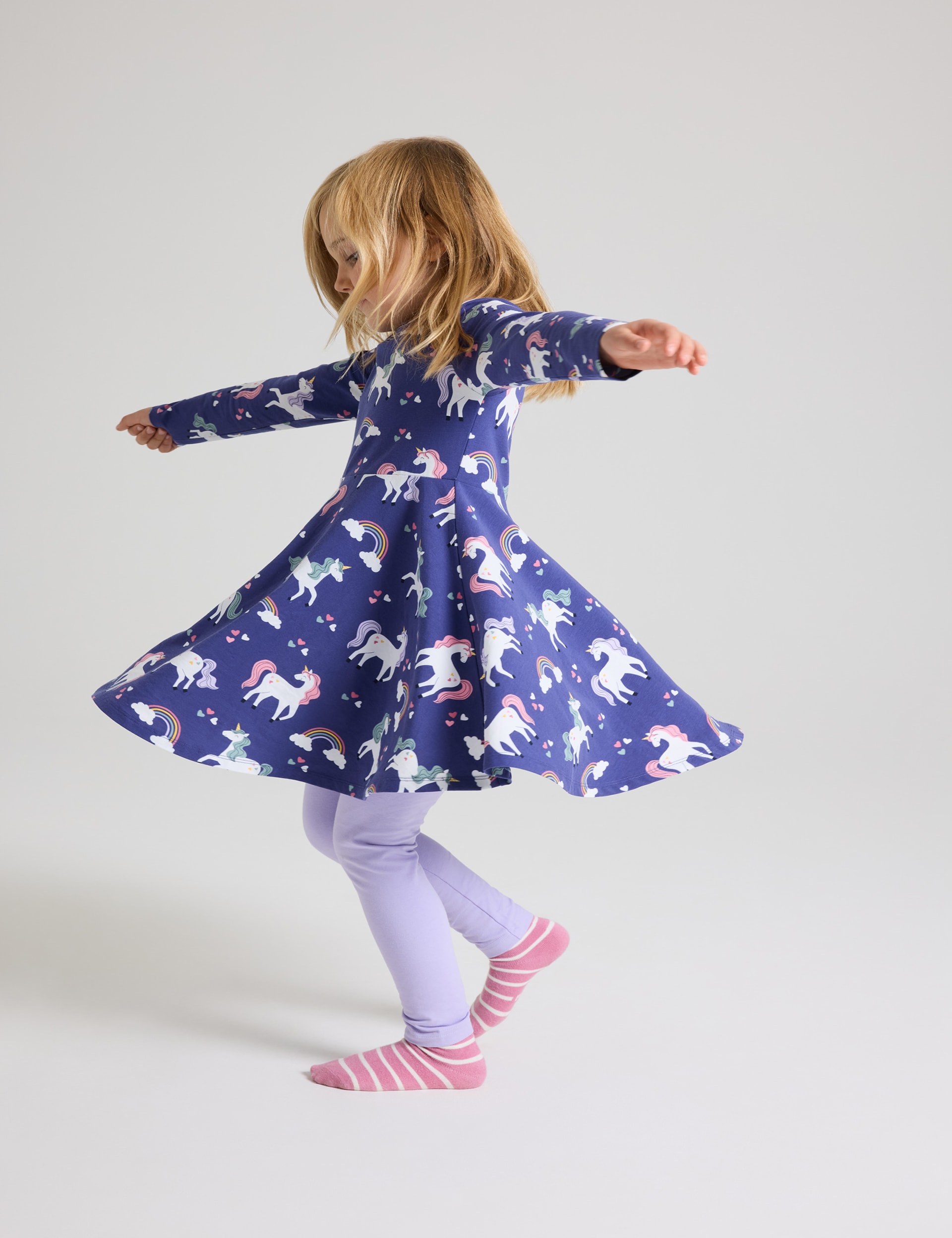 Cotton Rich Unicorn Dress (1-10 Yrs) | Polarn O. Pyret | M&S