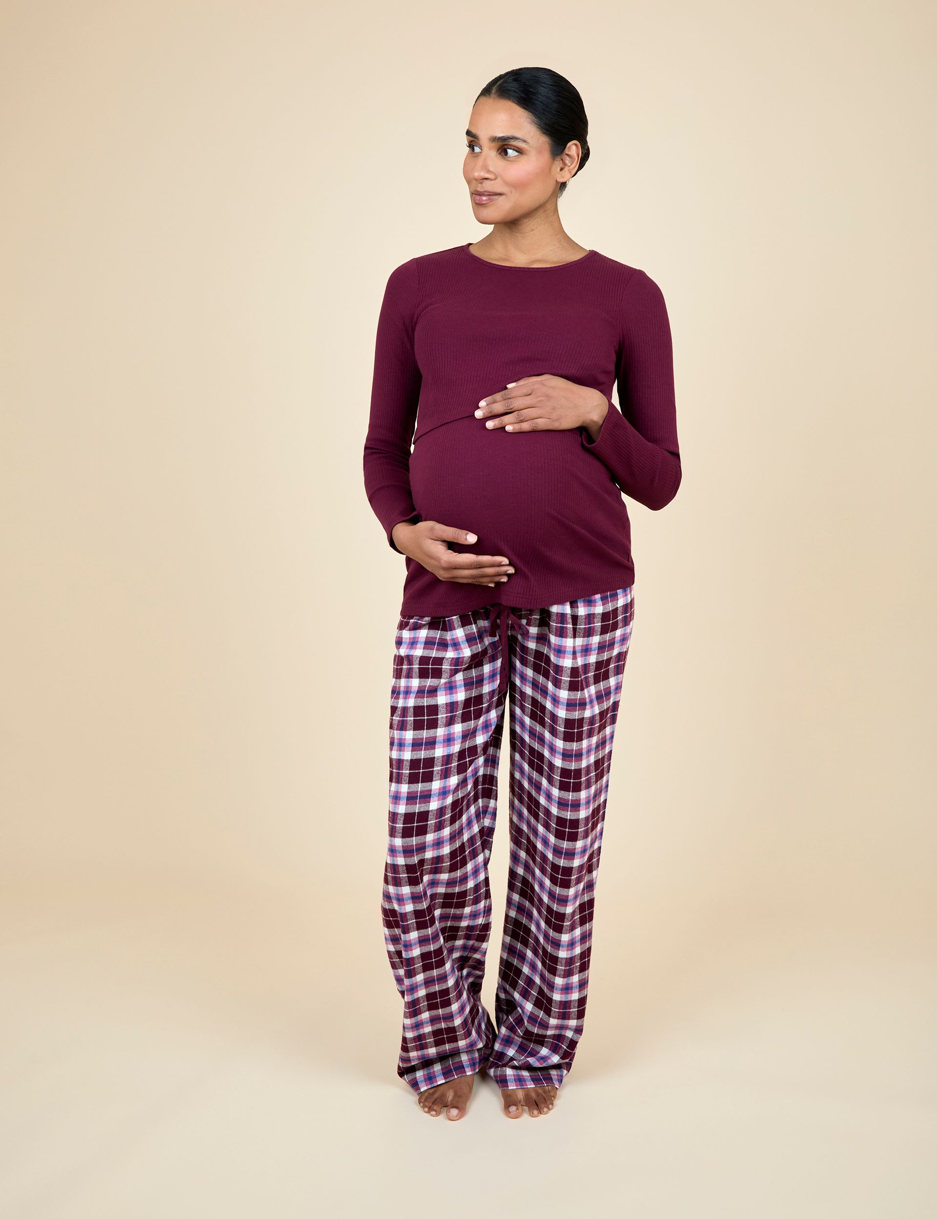 MATERNITY AND NURSING CHECKED PYJAMA SET | JOJO MAMAN BÉBÉ | M&S