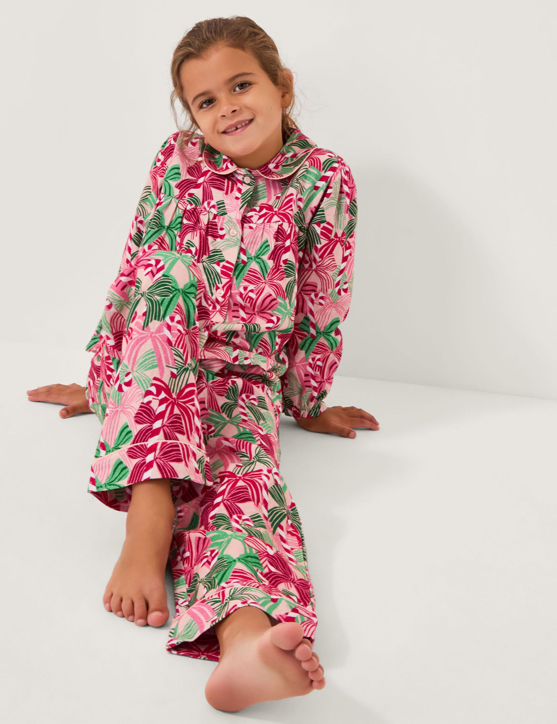 Pure Cotton Bow Candy Cane Print Pyjamas (3-13 Yrs) | Monsoon | M&S