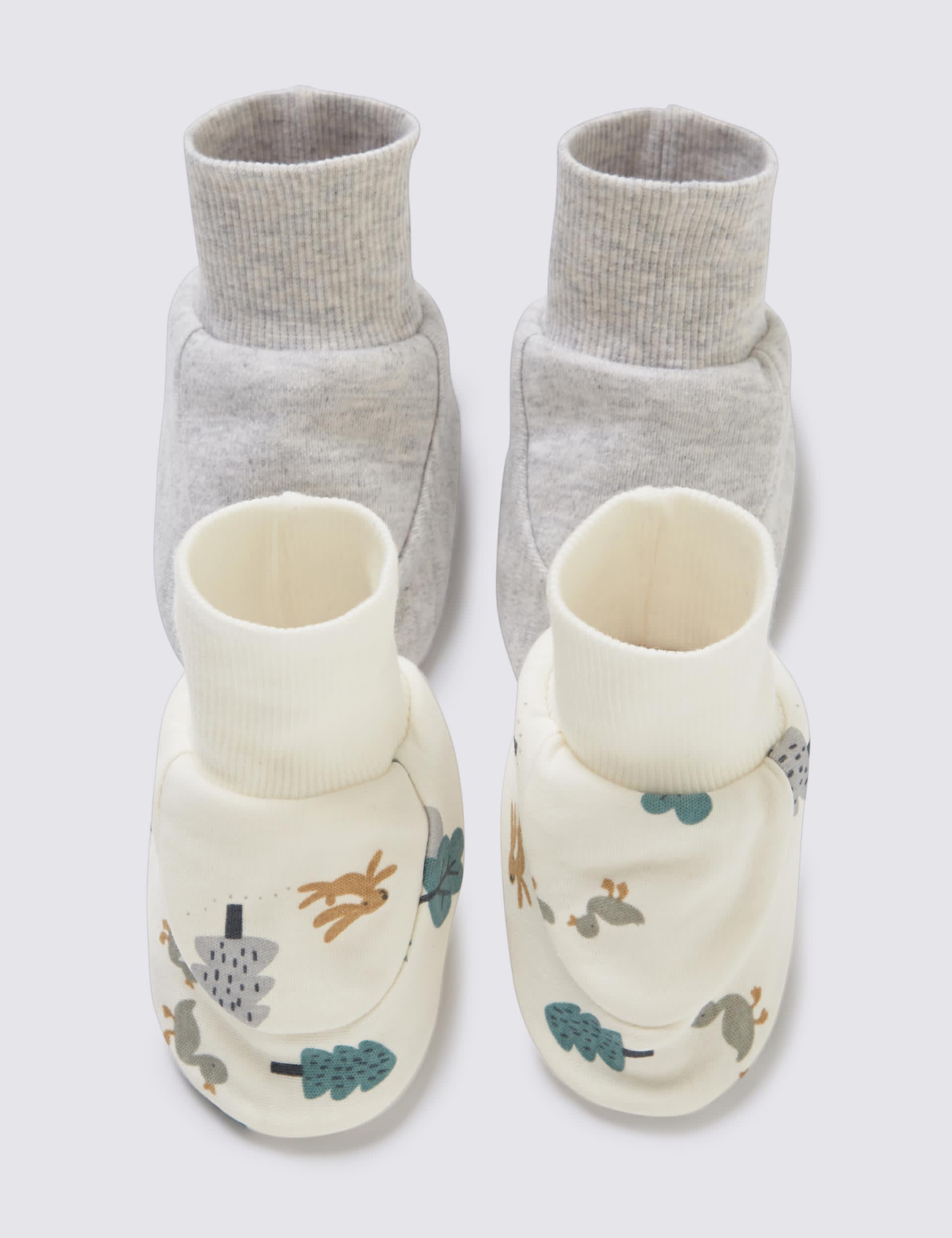 2 Pack Pure Cotton Assorted Booties | M&S