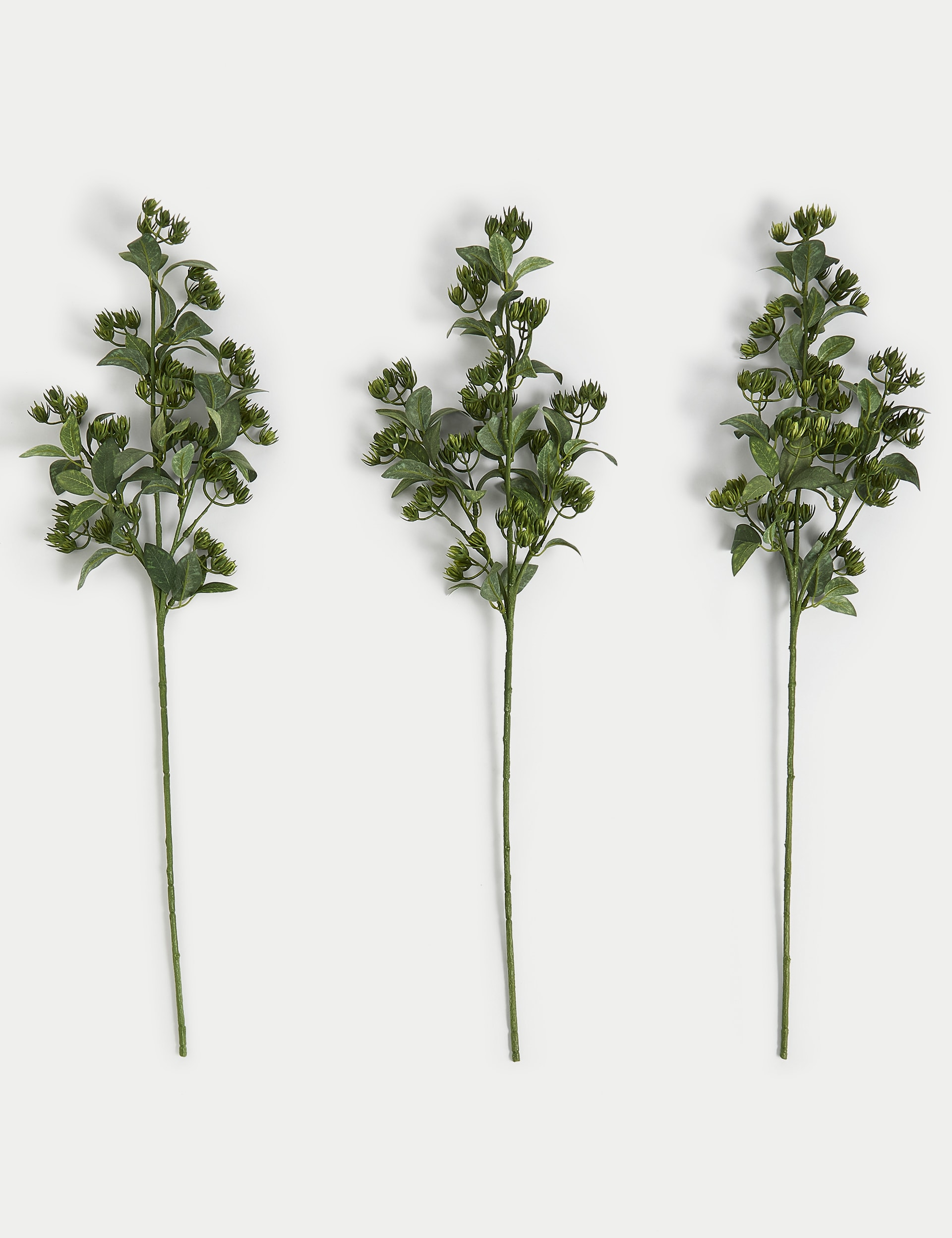 Set of 3 Artificial Foliage Single Stems | Moss & Sweetpea | M&S