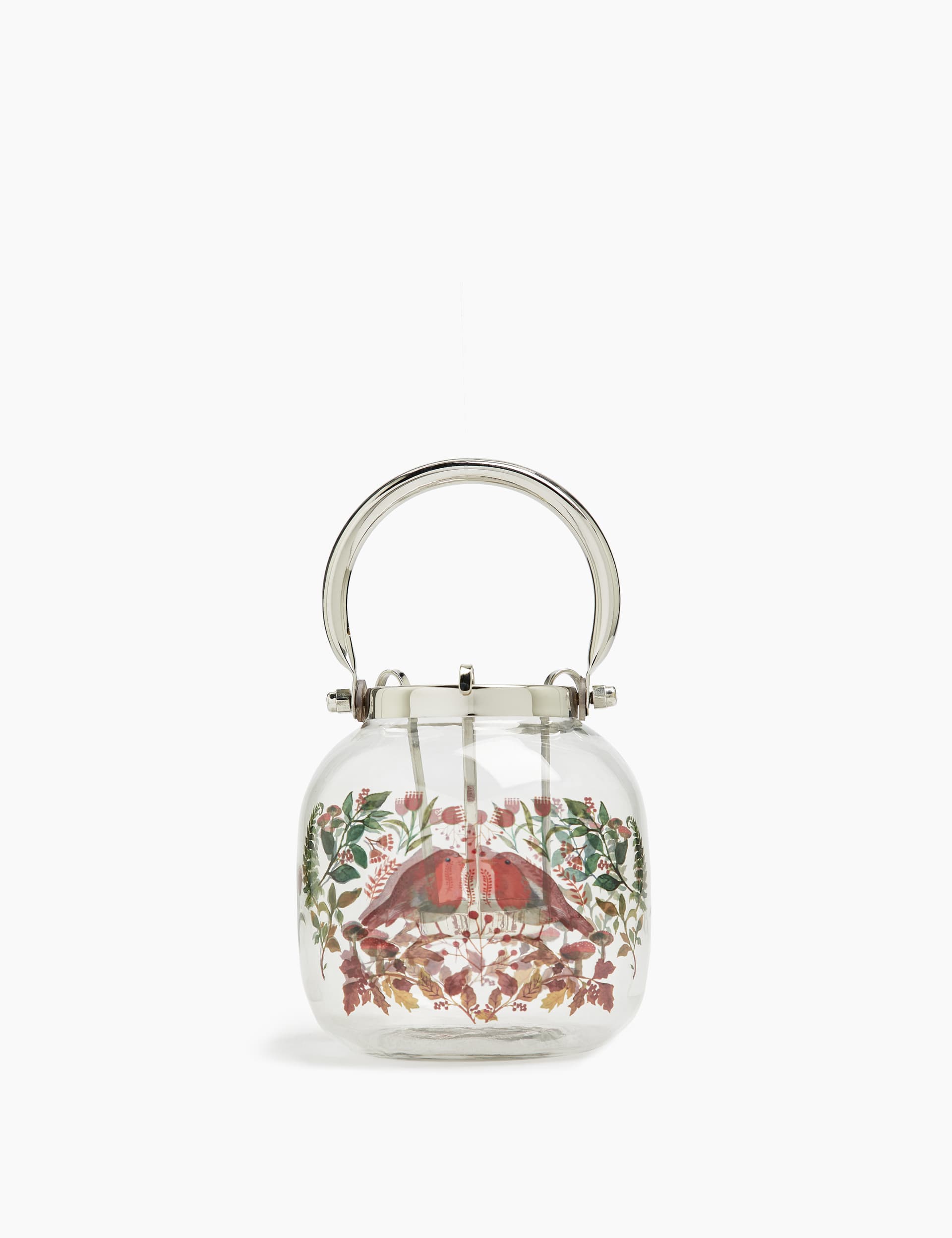 Glass Large Robin Print Lantern | M&S