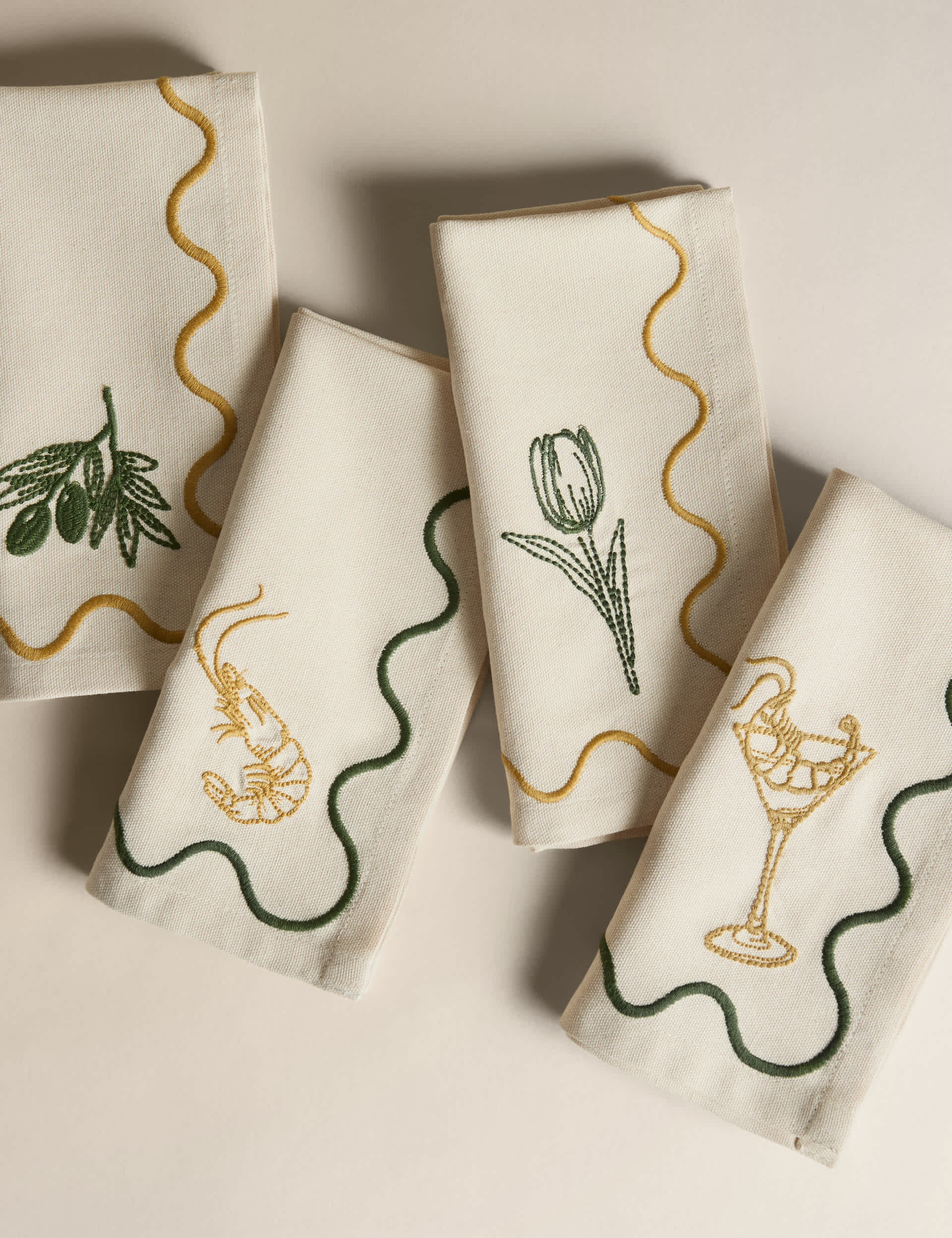 Set of 4 Pure Cotton Bistro Embroidered Napkins | M&S