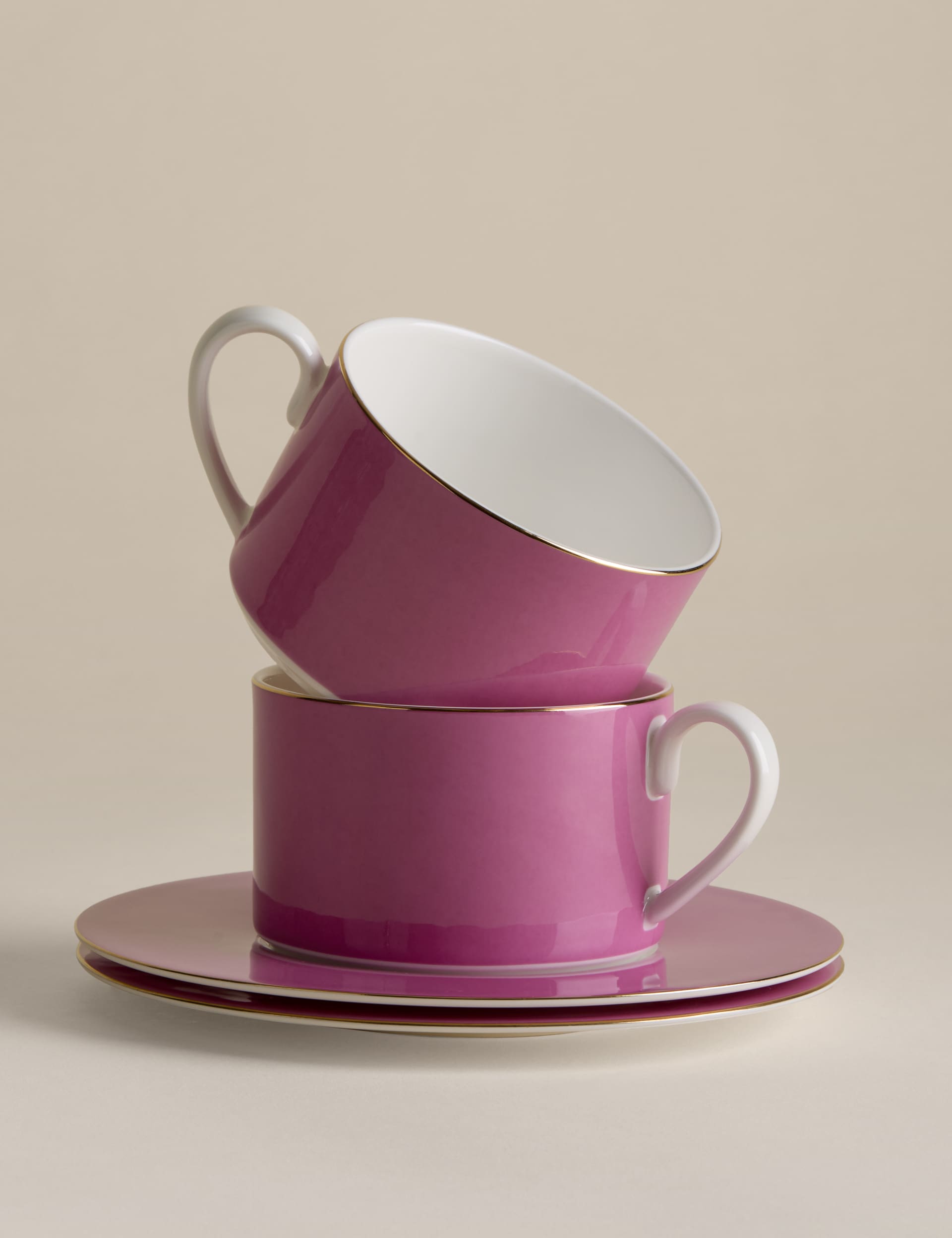 Set of 2 Bone China Cups & Saucers | M&S