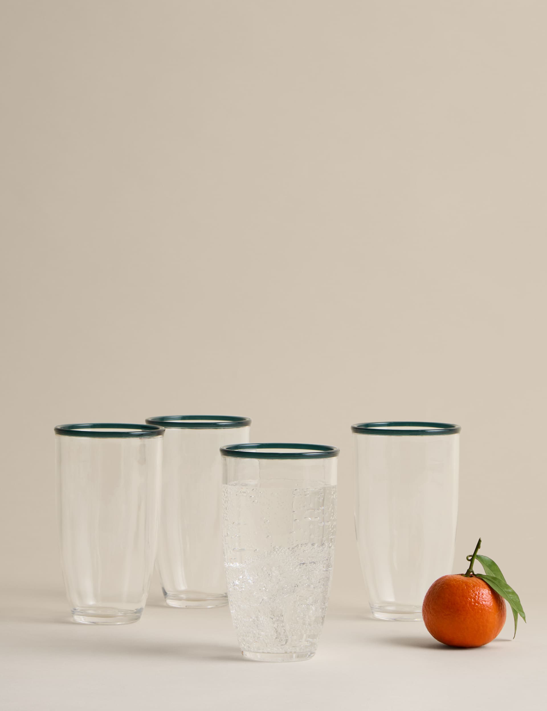 SET OF 4 CONTRAST RIM ACRYLIC PICNIC HI BALLS | M&S