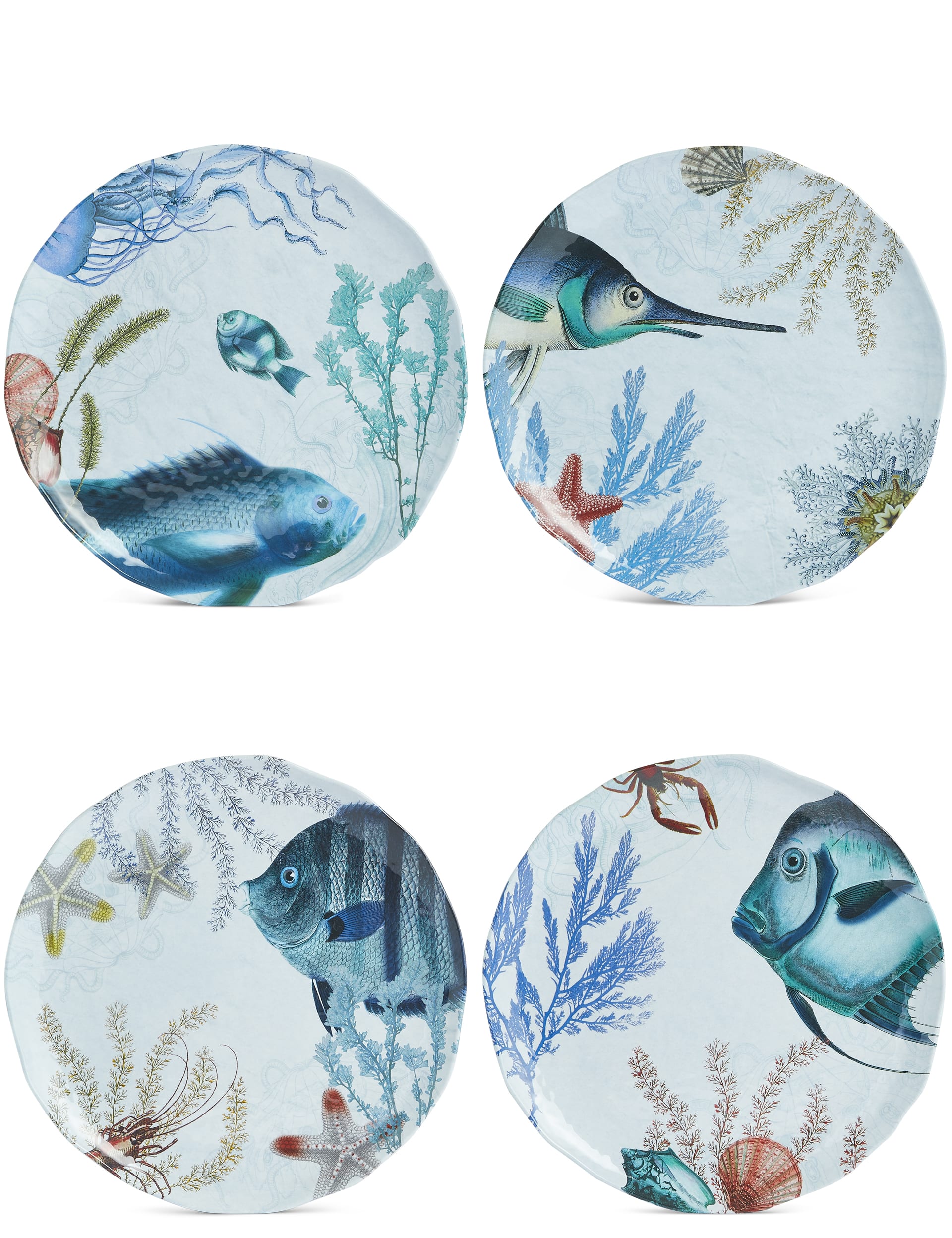 Set of 4 Nautical Dinner Plates | M&S