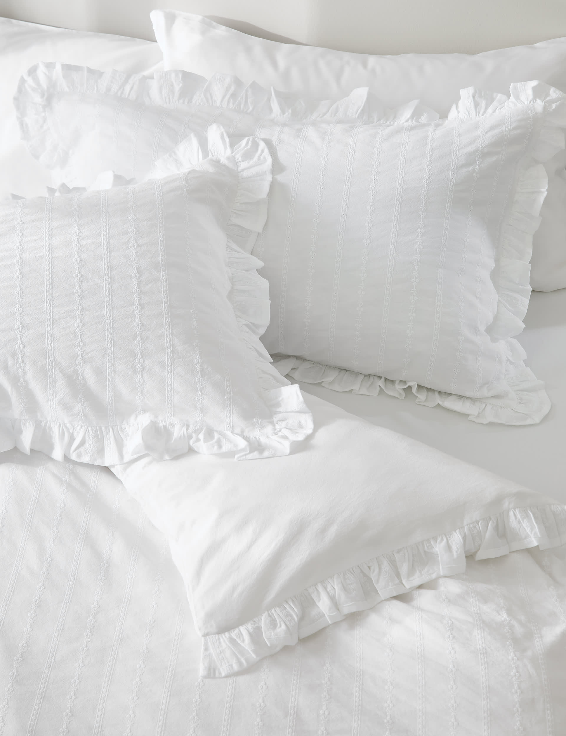 Pure Cotton French Ruffle Embroidery Bedding Set | M&S | M&S