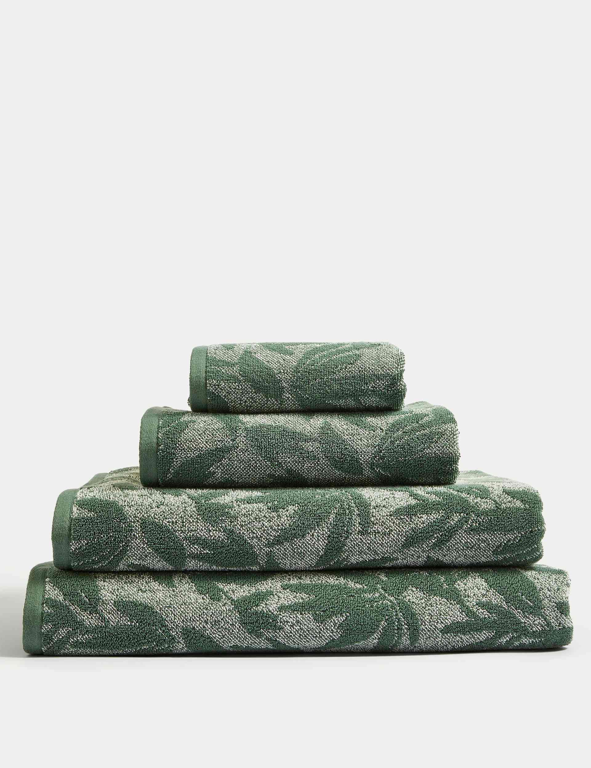 PURE COTTON MARL LEAVES TOWEL | M&S