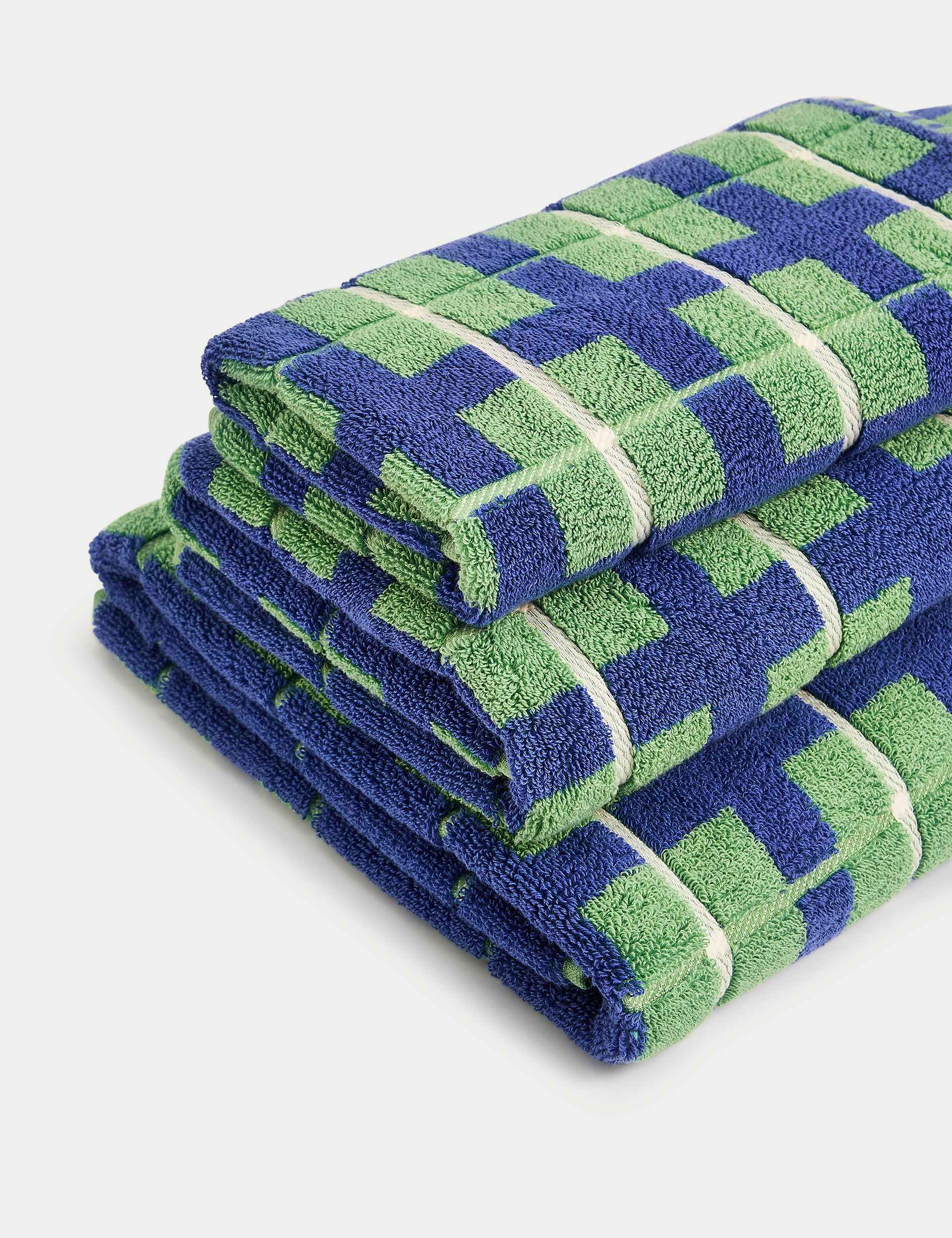 Pure Cotton Checked Towel | M&S | M&S