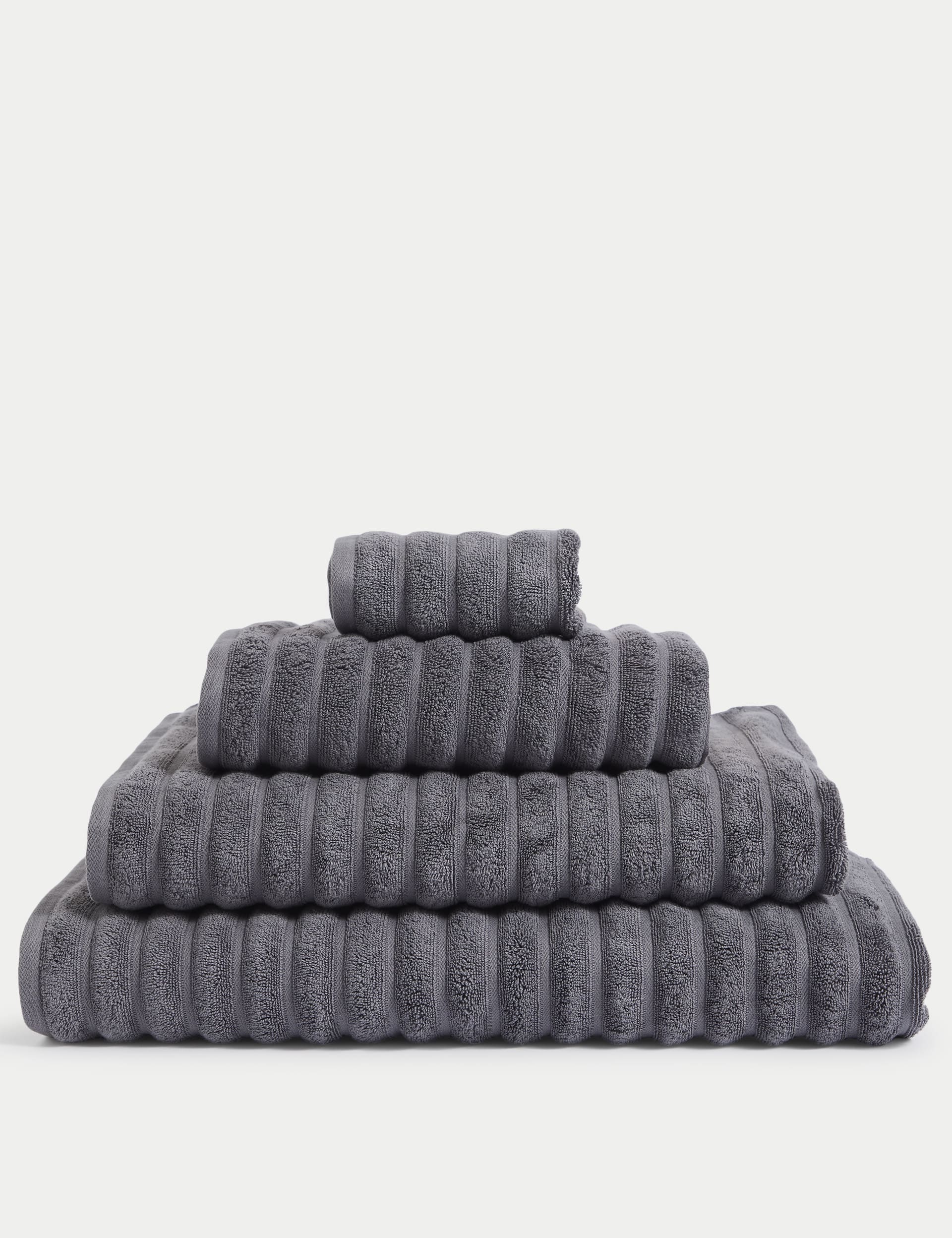 Pure Cotton Super Plush Ribbed Bath Towel | M&S | M&S
