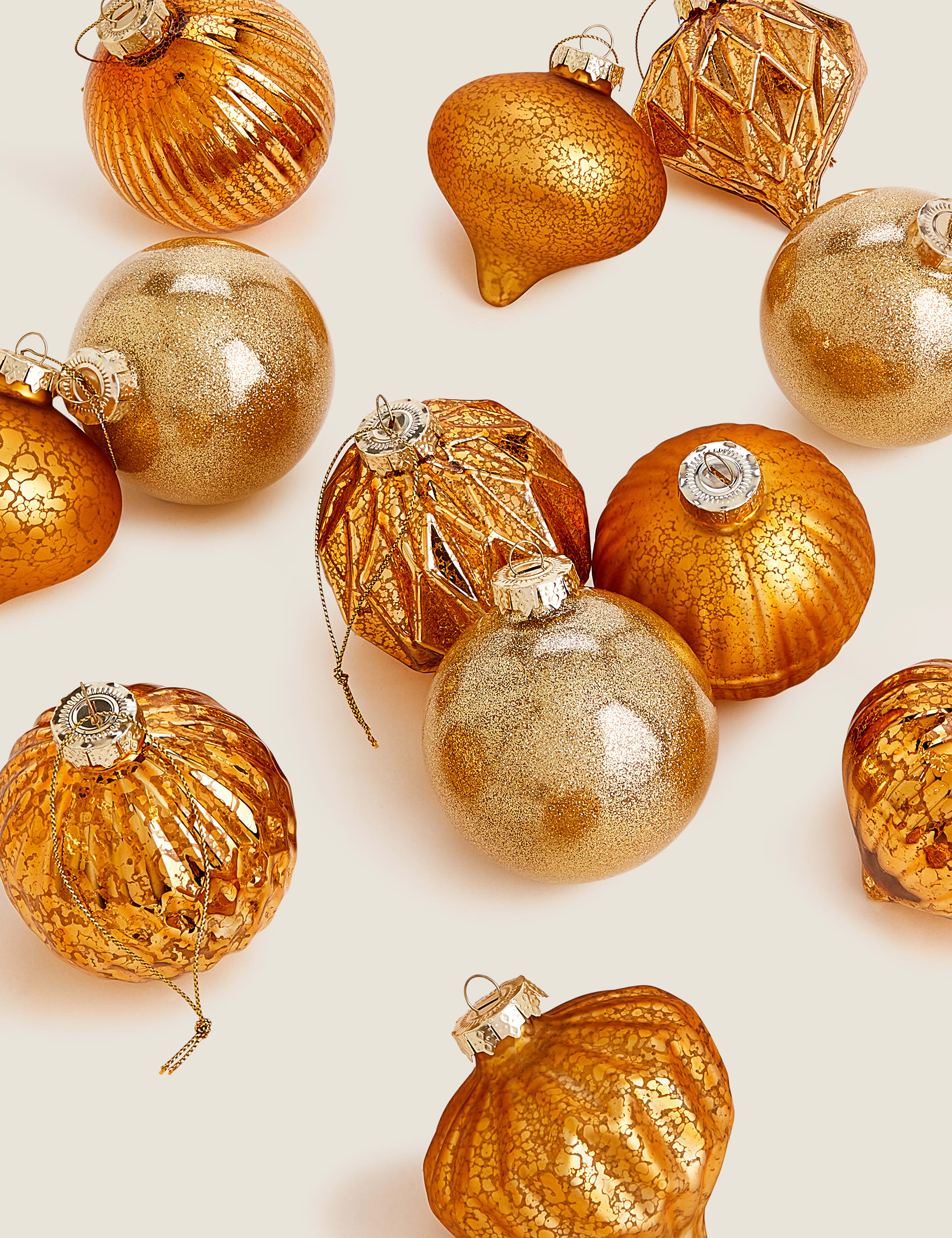 12 Pack Glass Christmas Baubles | M&S IE