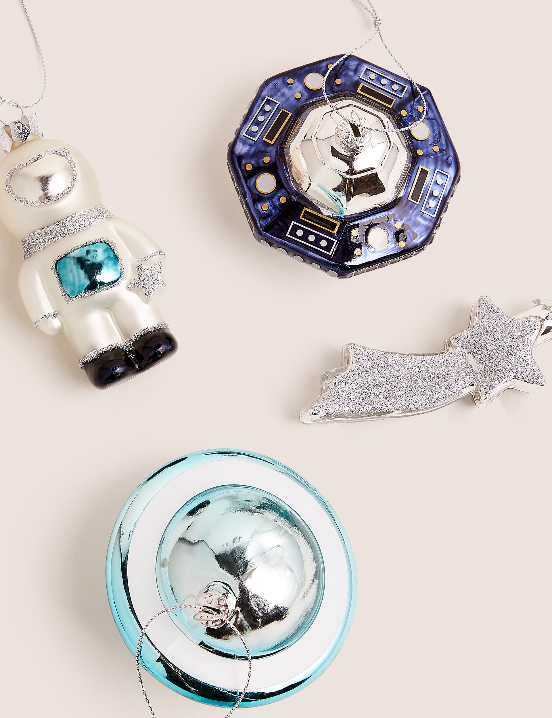 Glass Space Baubles 4 Pack | M&S IE
