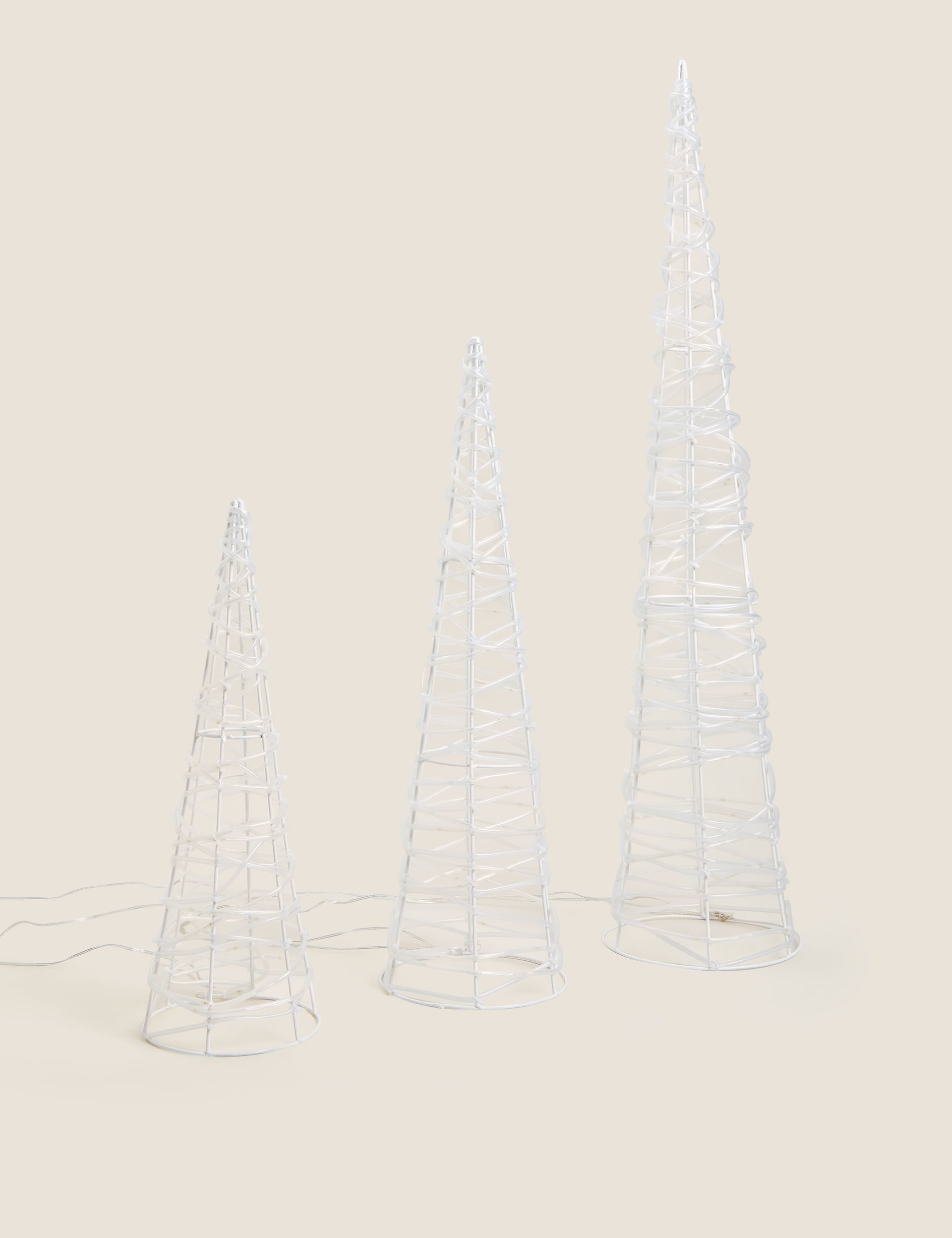 3 Pack Outdoor Cone Christmas Trees | M&S