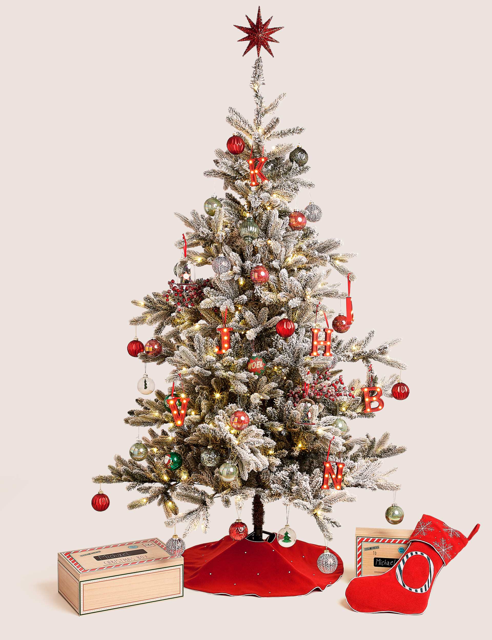 7ft Lit Frosted Noble Christmas Tree | M&S