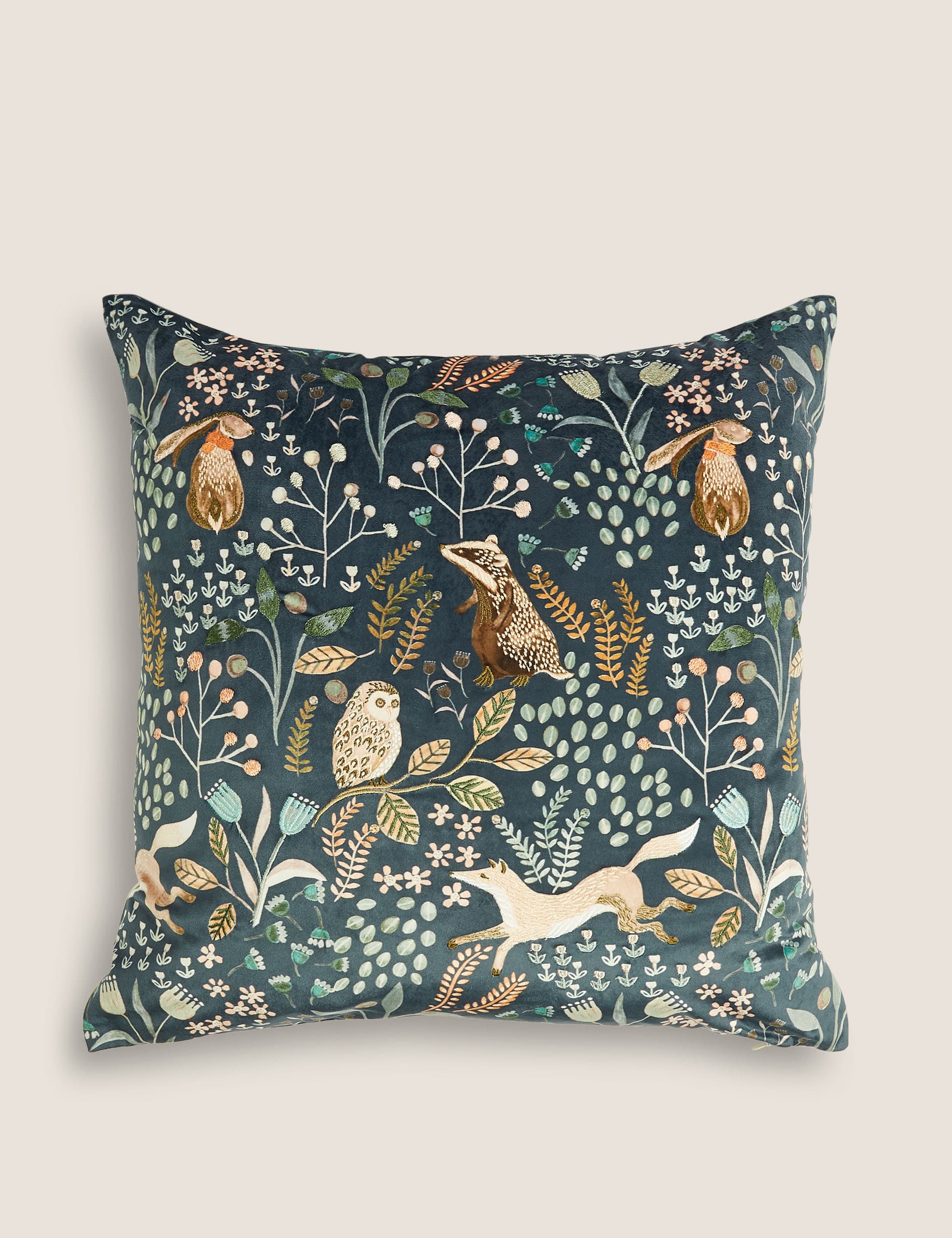 Woodland Print Embroidered Cushion | M&S | M&S