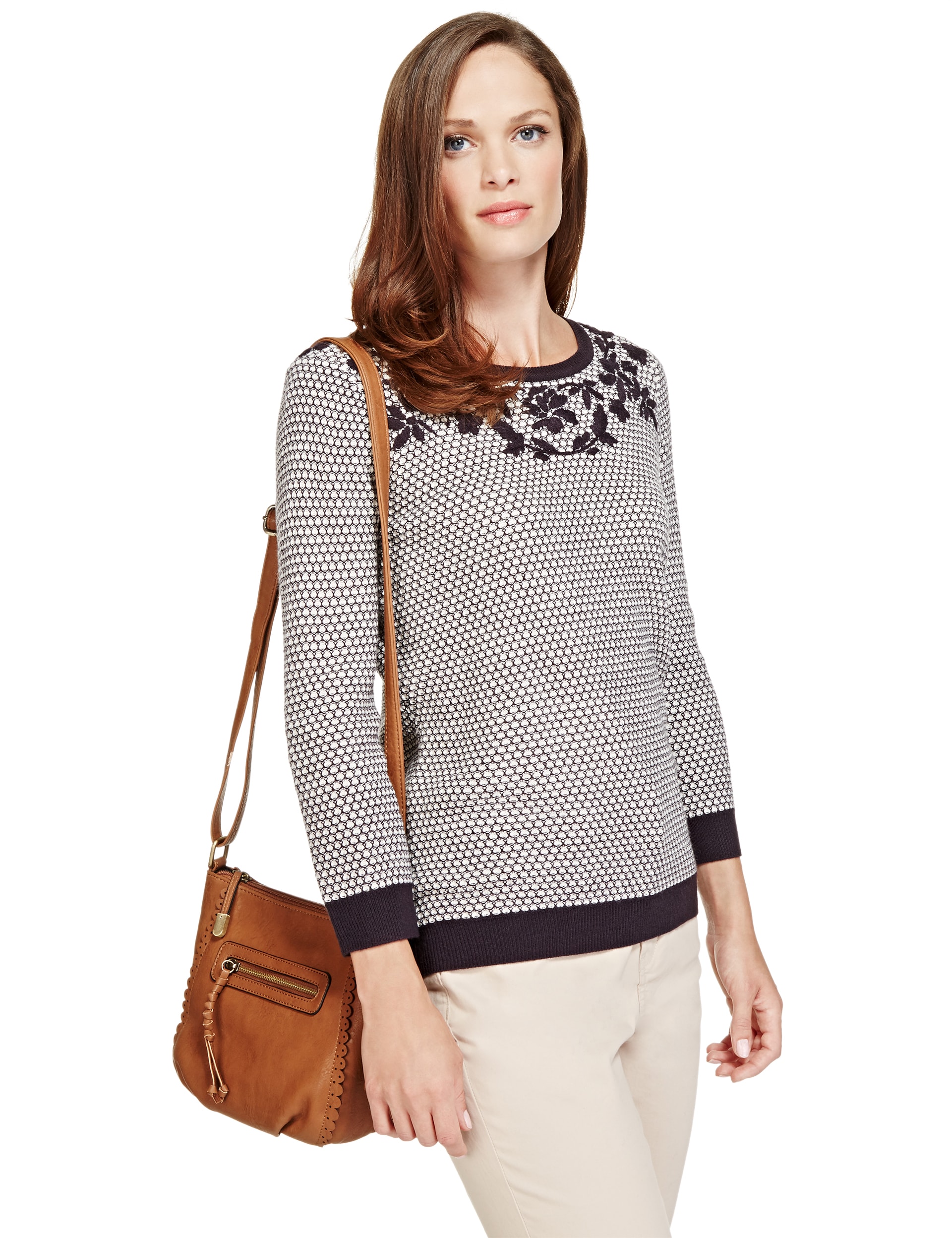 Honeycomb Stitch & Hand Embroidered Jumper | Per Una | M&S