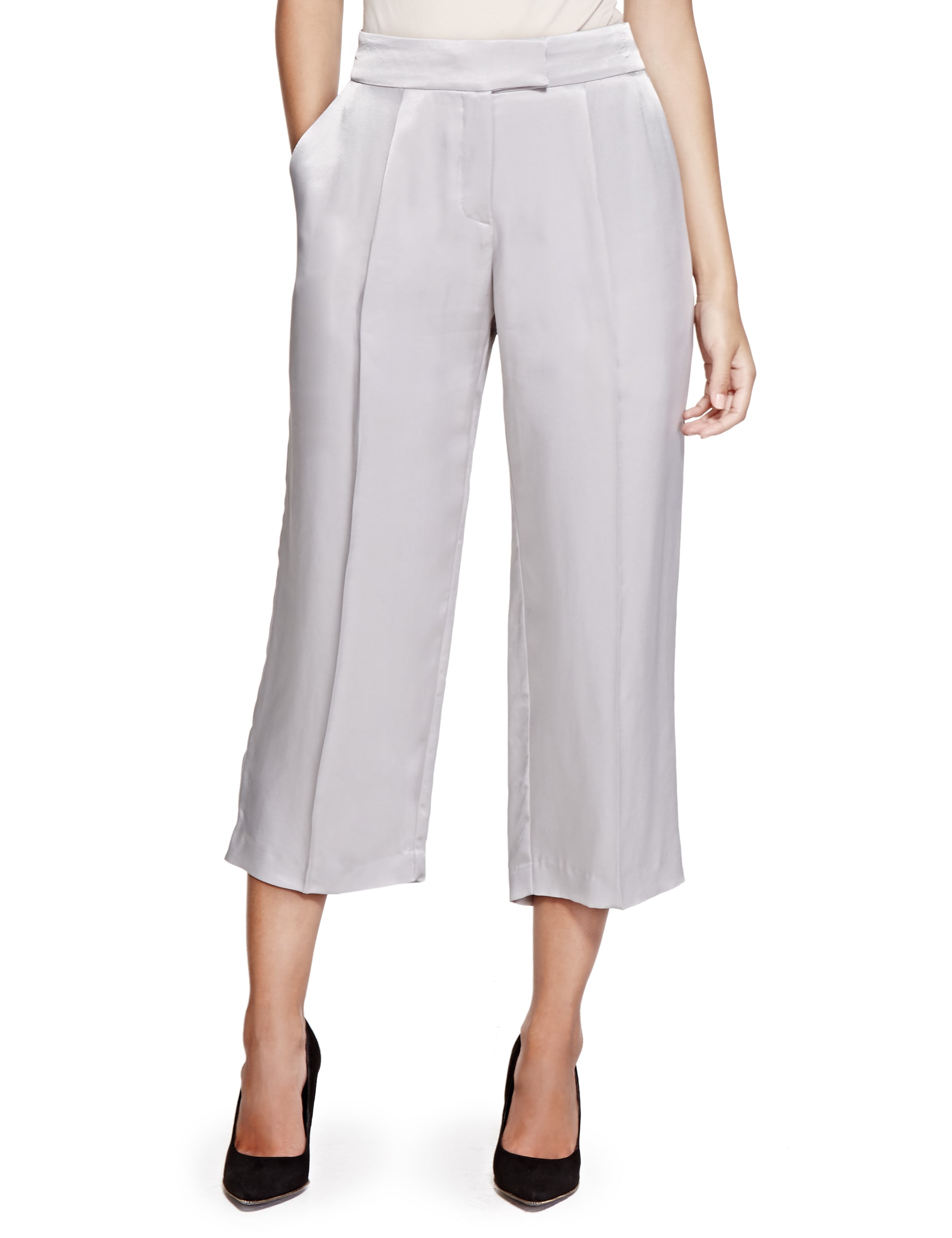 Silver cropped trousers store