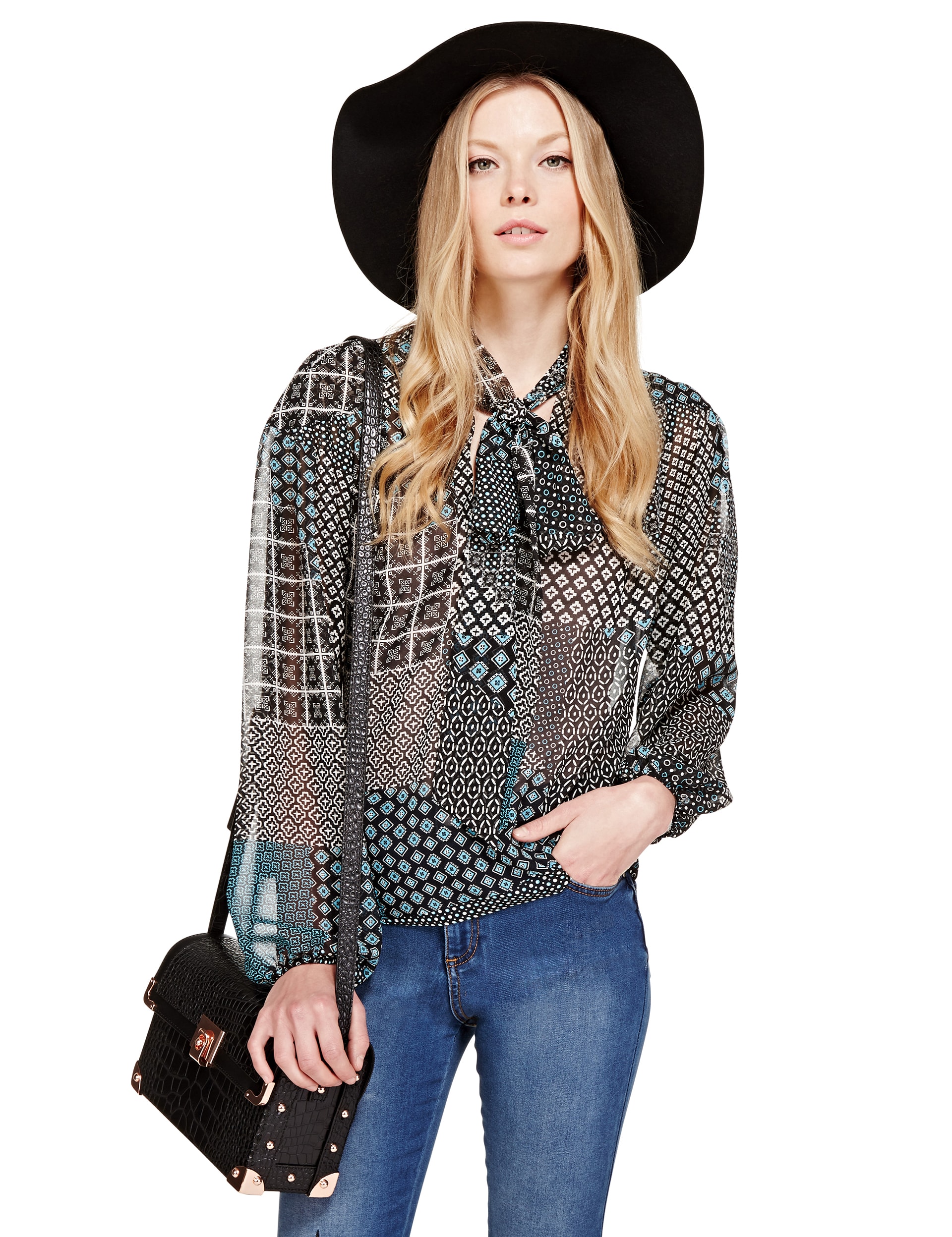 Tile Print Bow Blouse | Limited Edition | M&S