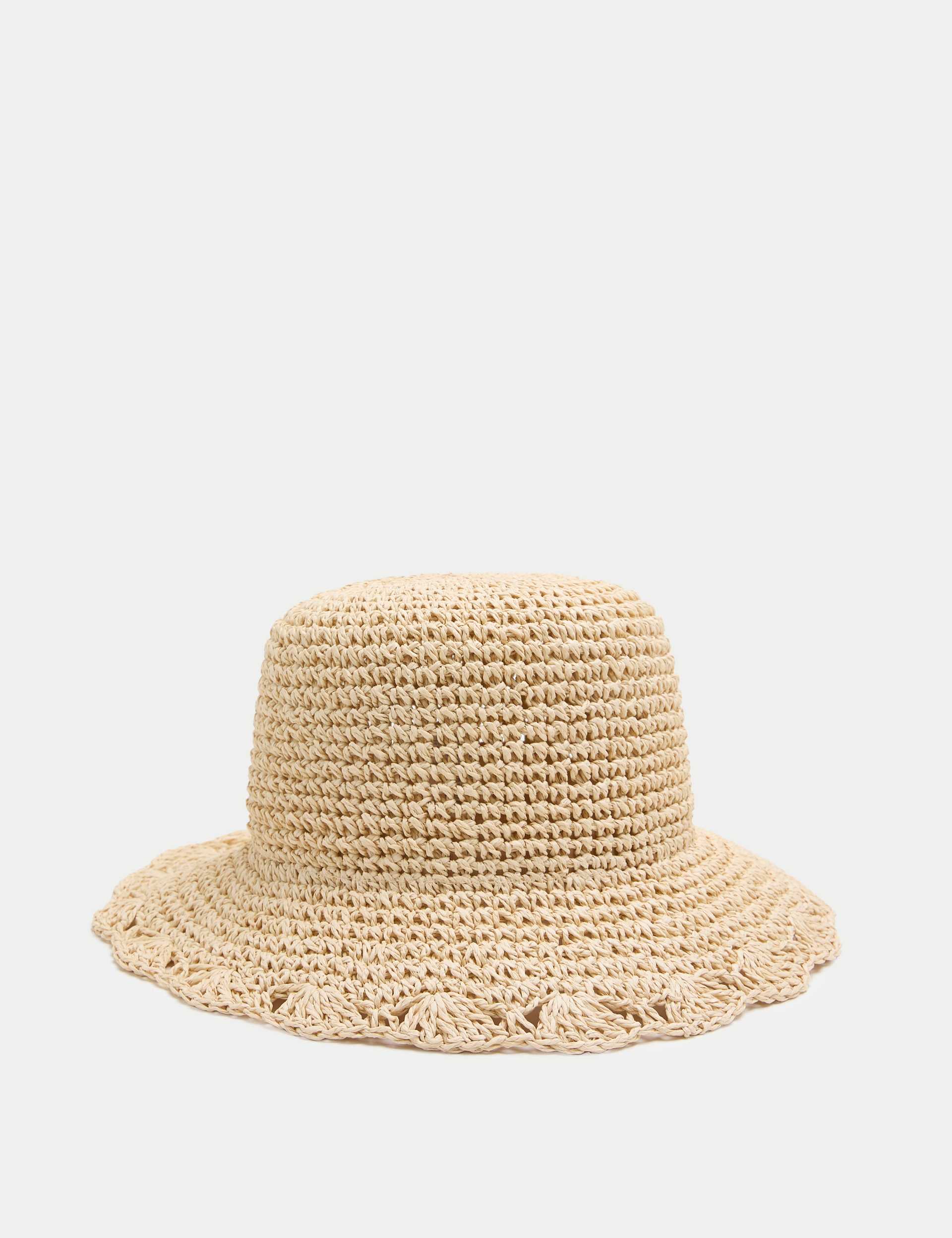Straw Scalloped Edge Fedora Hat | M&S IE