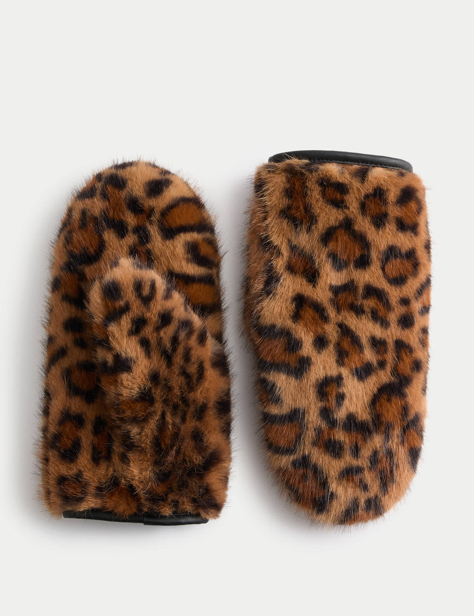 Faux Fur Leopard Print Mittens | M&S | M&S
