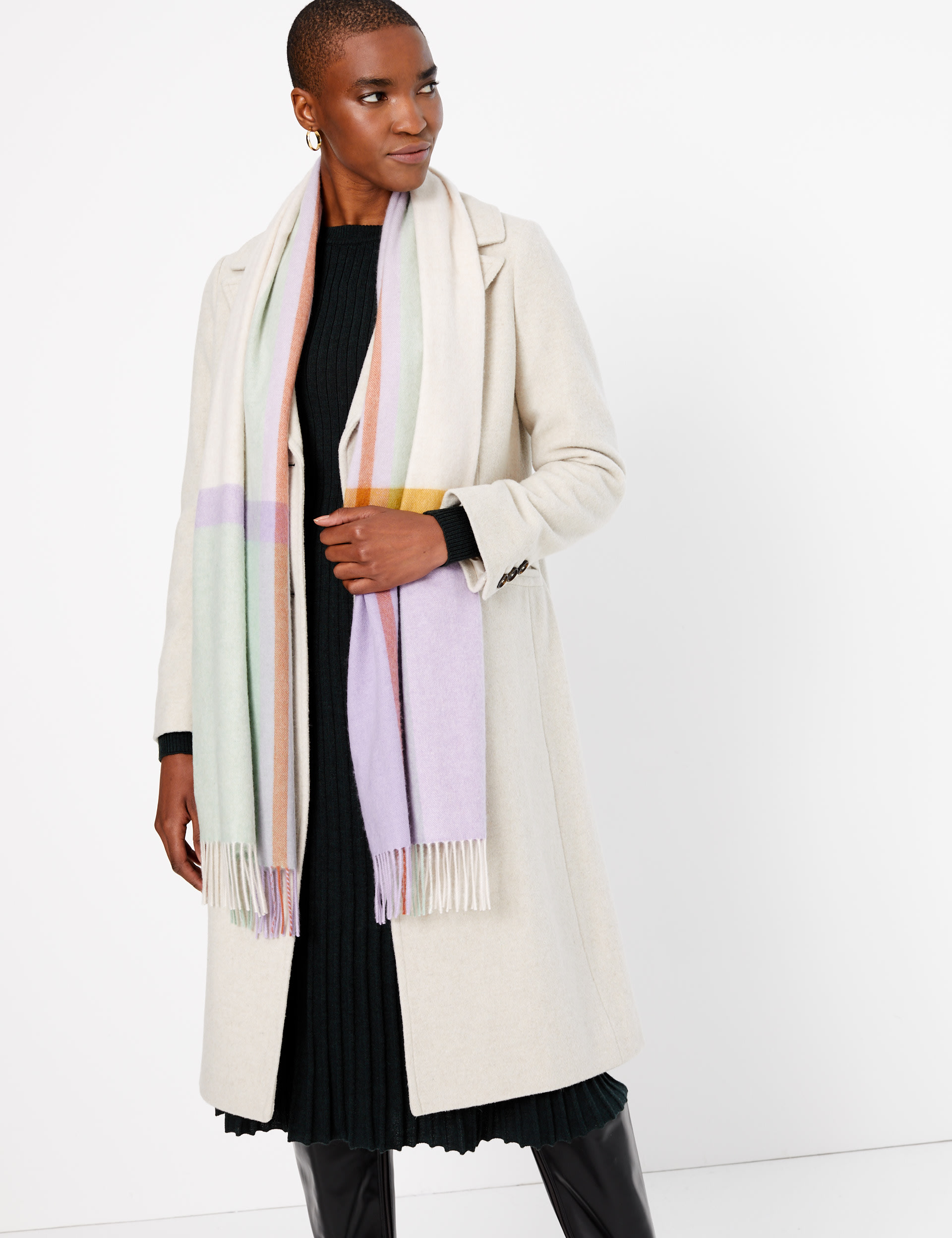 Cashmere Checked Scarf | Autograph | M&S IE