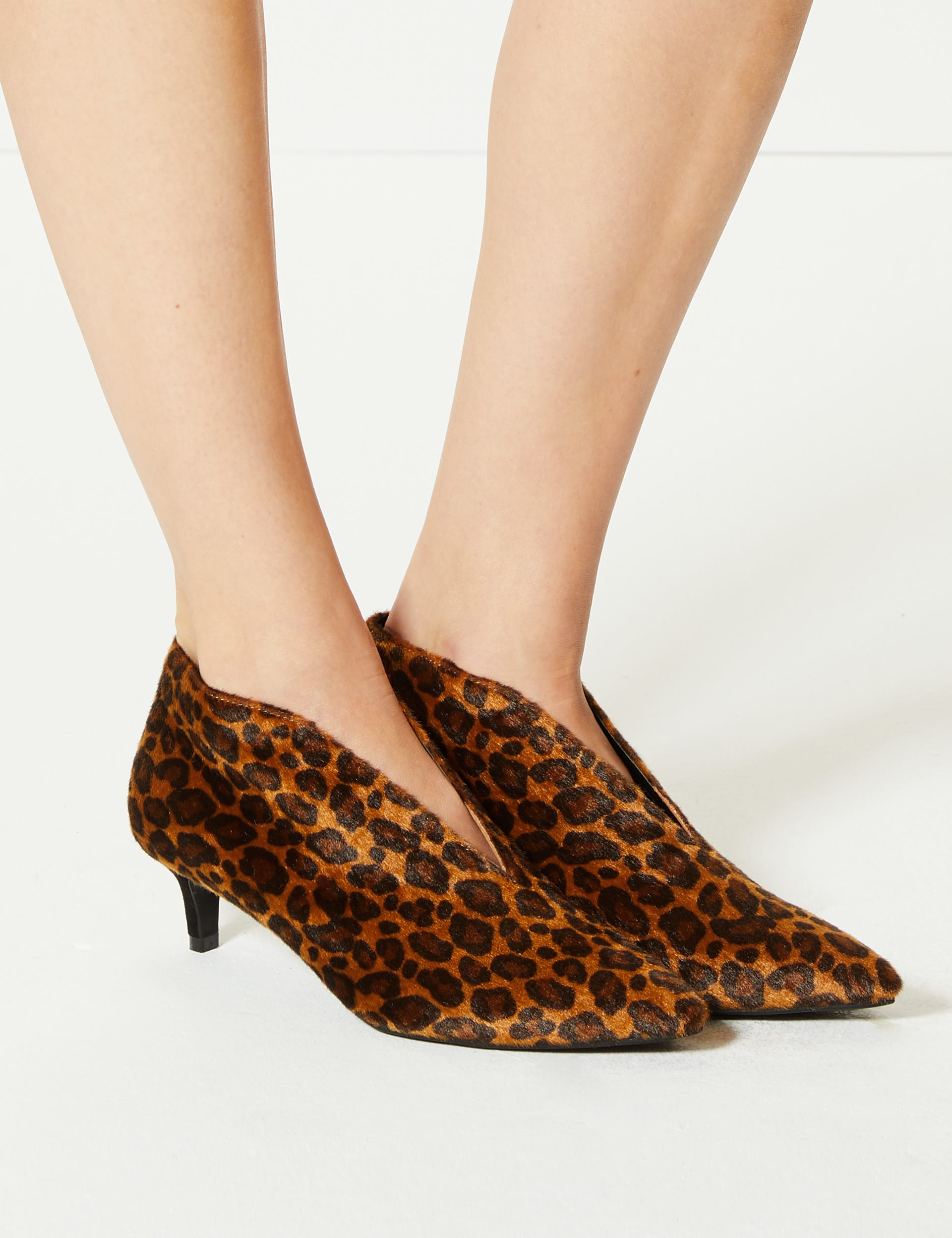 Wide Fit Kitten Heel V-Cut Shoe Boots | M&S Collection | M&S IE