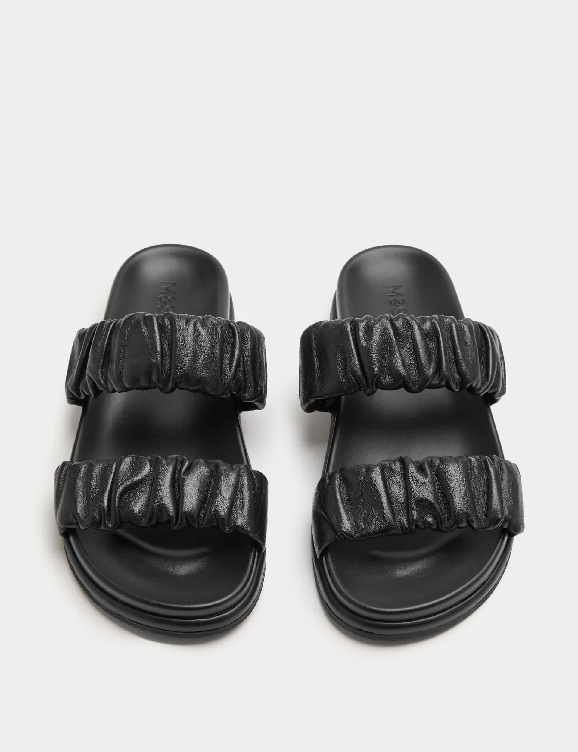 Ruched Leather Mule Footbed Sandals | M&S