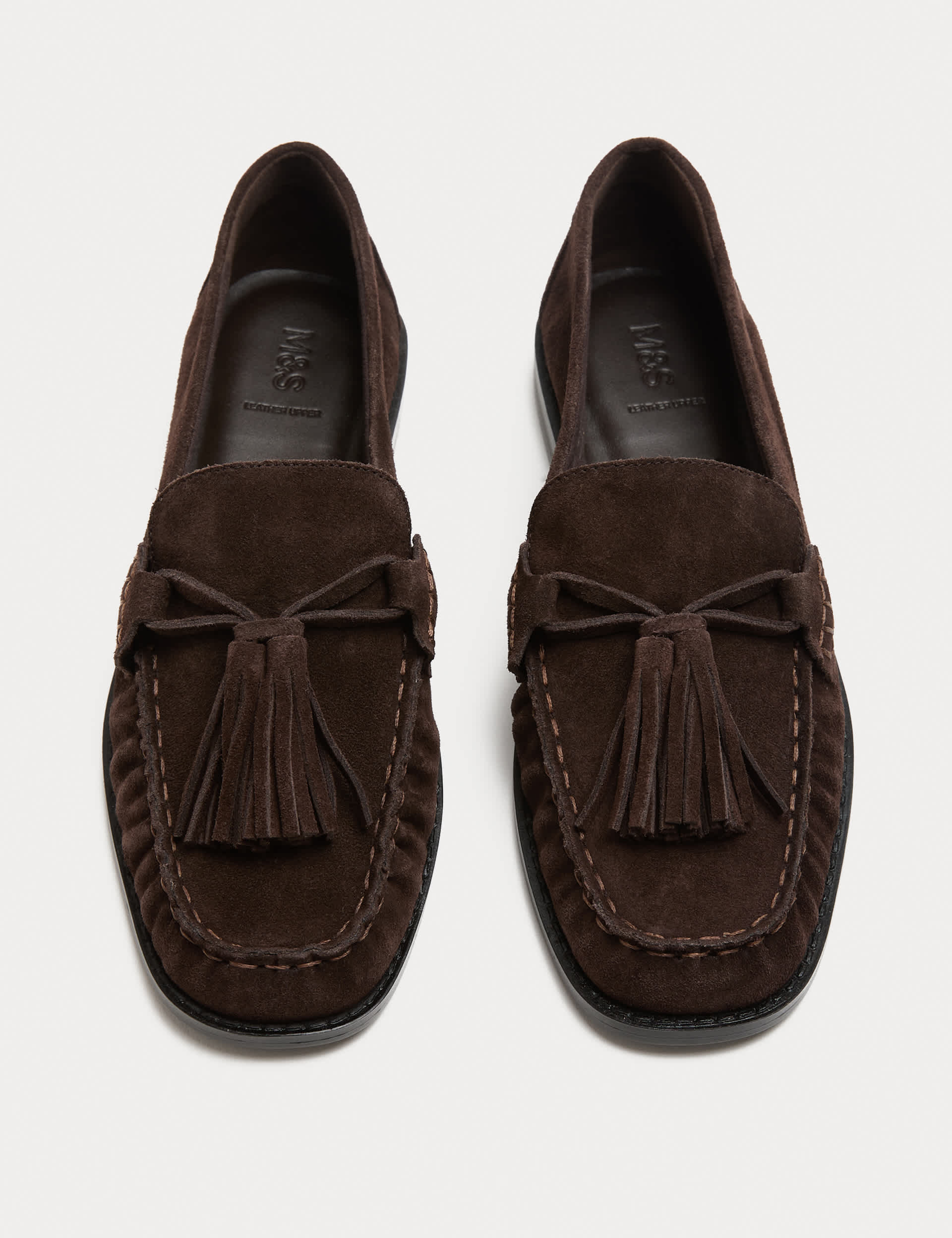 Suede Tassel Block Heel Square Toe Loafers | M&S | M&S