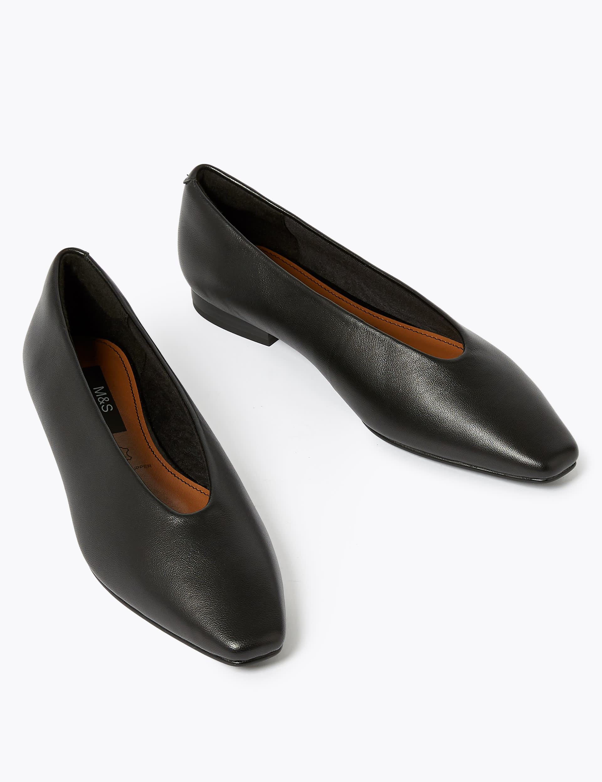 Leather Flat Chisel Toe Ballerina Pumps | M&S Collection | M&S IE