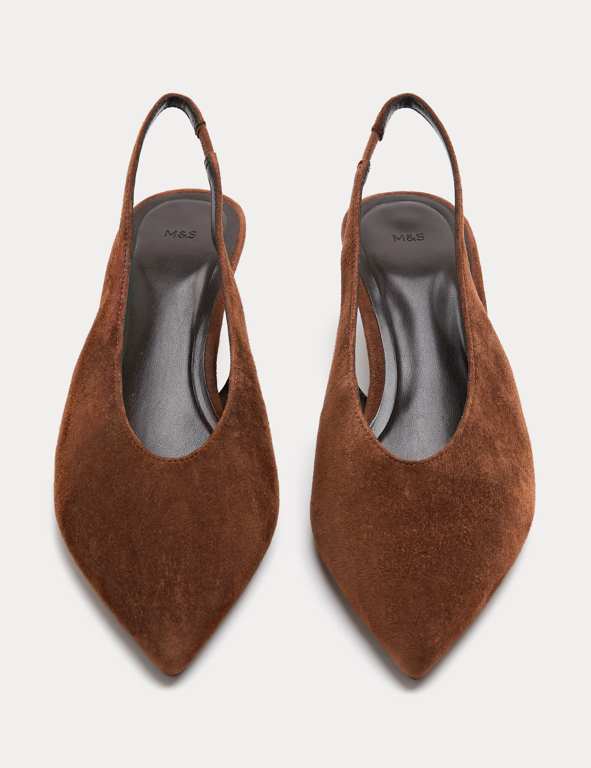 Suede Cone Heel Pointed Slingback Court Shoes | M&S IE