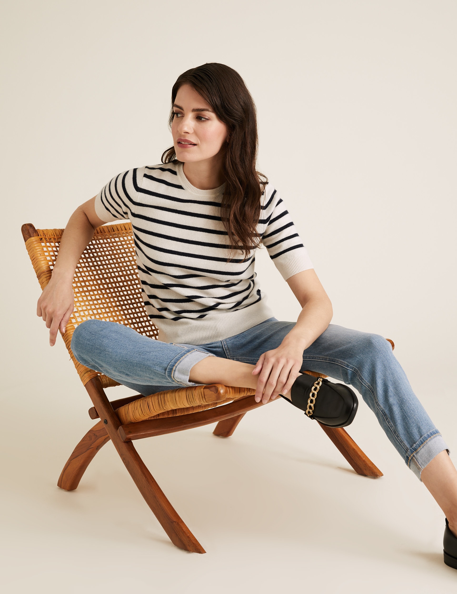 Pure Cashmere Striped Knitted Top | Autograph | M&S IE