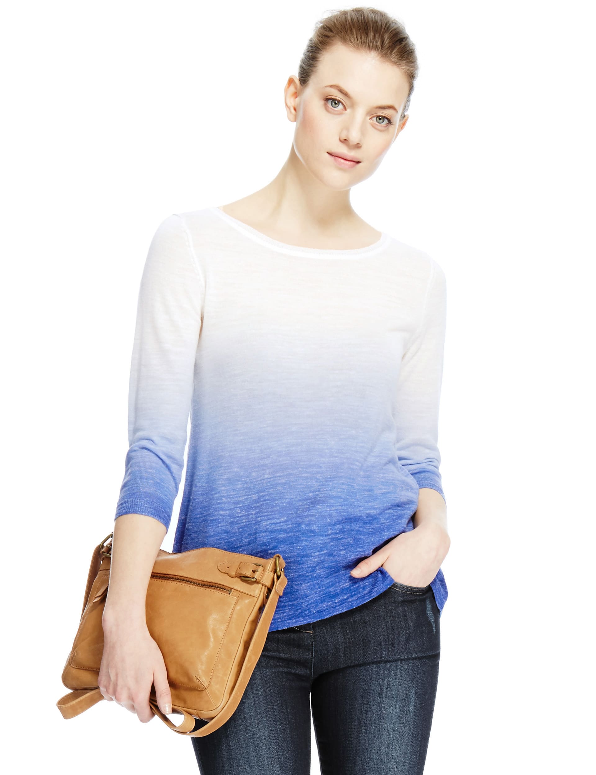 PLUS Dip Dye Jumper with Linen | M&S Collection | M&S