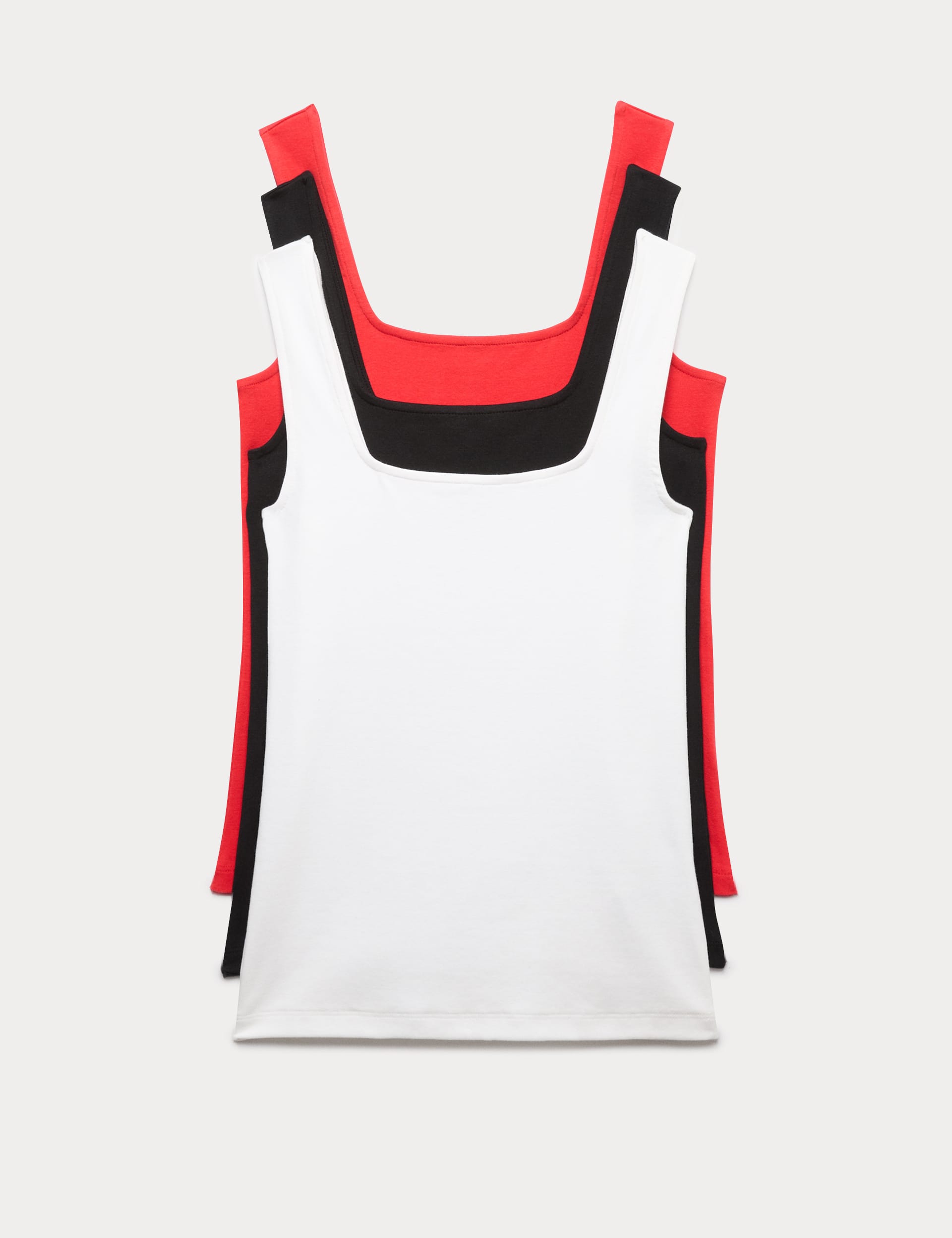 3 Pack Cotton Rich Square Neck Vest Tops | M&S