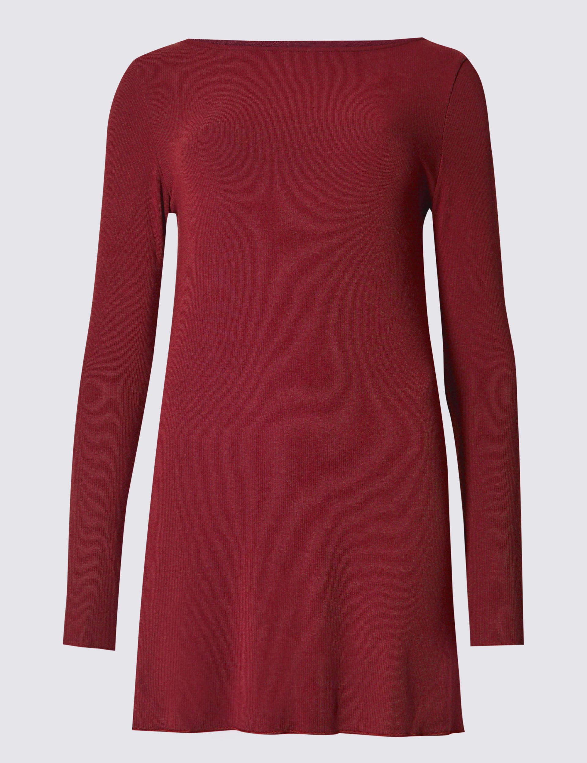 Ribbed Slash Neck Long Sleeve Tunic | M&S Collection | M&S