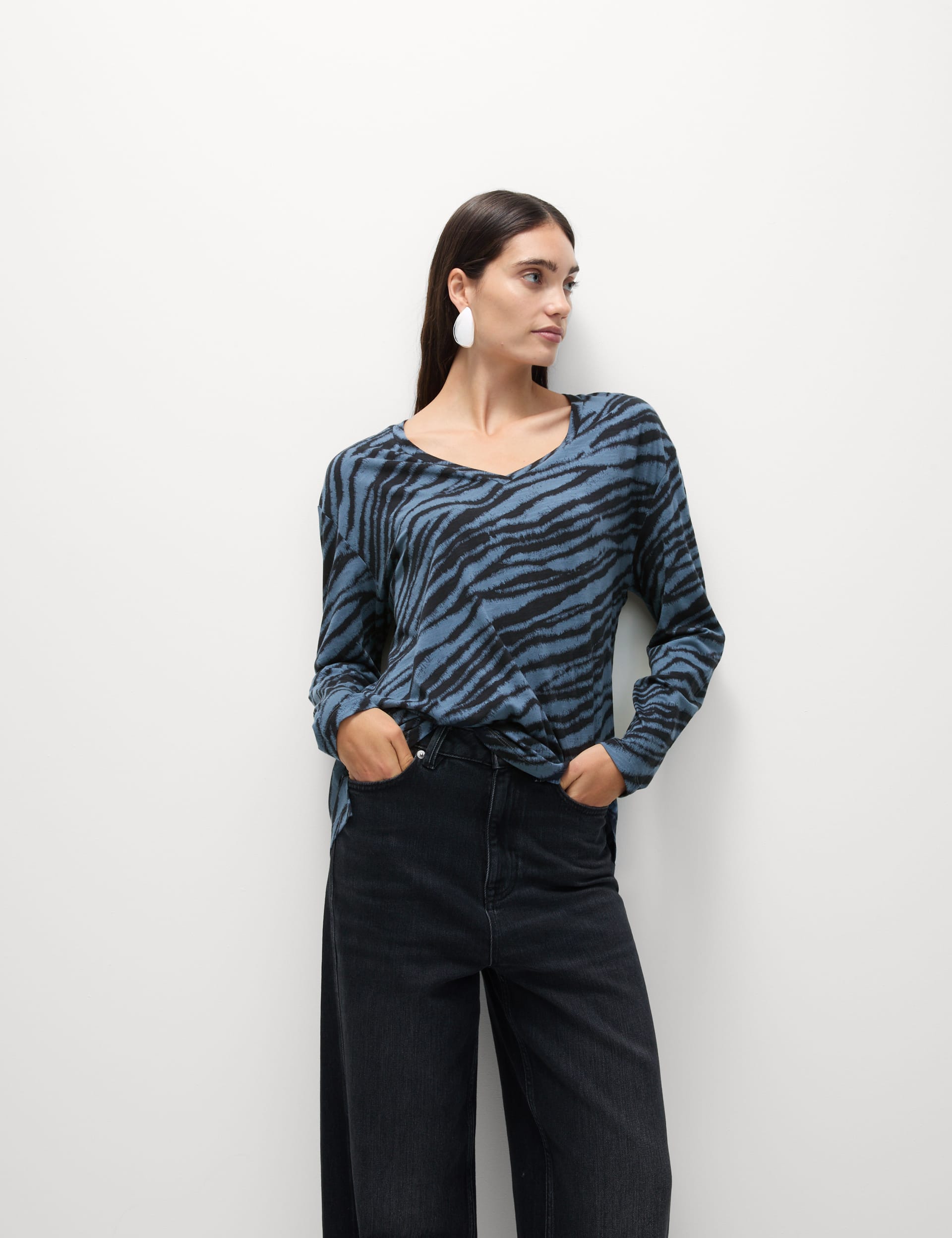 Cotton Modal V-Neck Relaxed Top | M&S | M&S