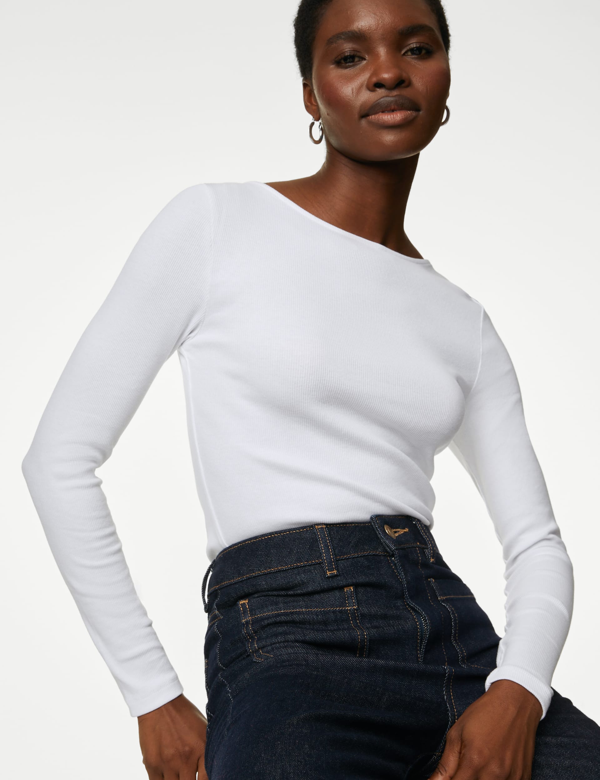 Cotton Rich Ribbed Slim Fit Top | M&S | M&S