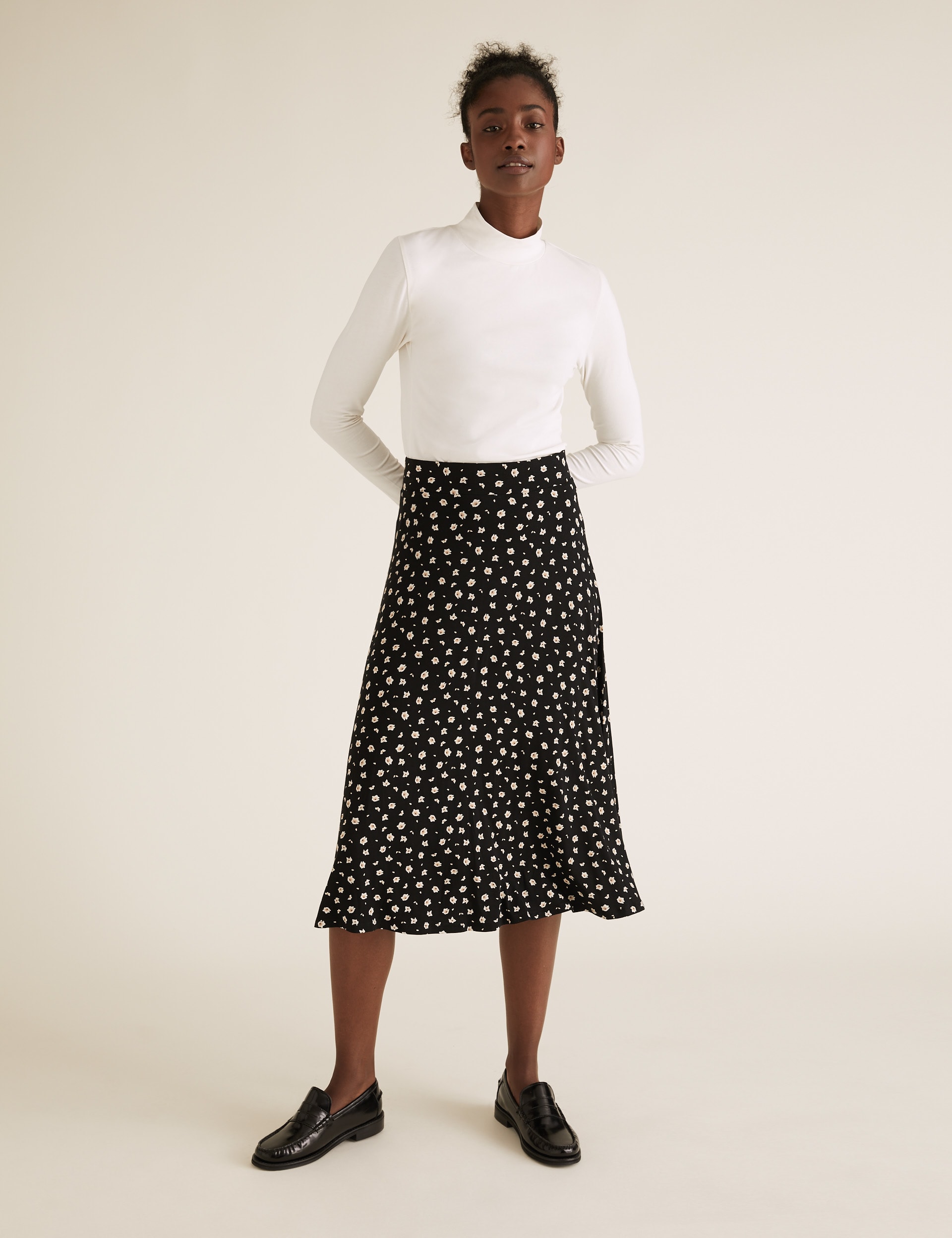Jersey Floral Midi Skater Skirt | M&S Collection | M&S