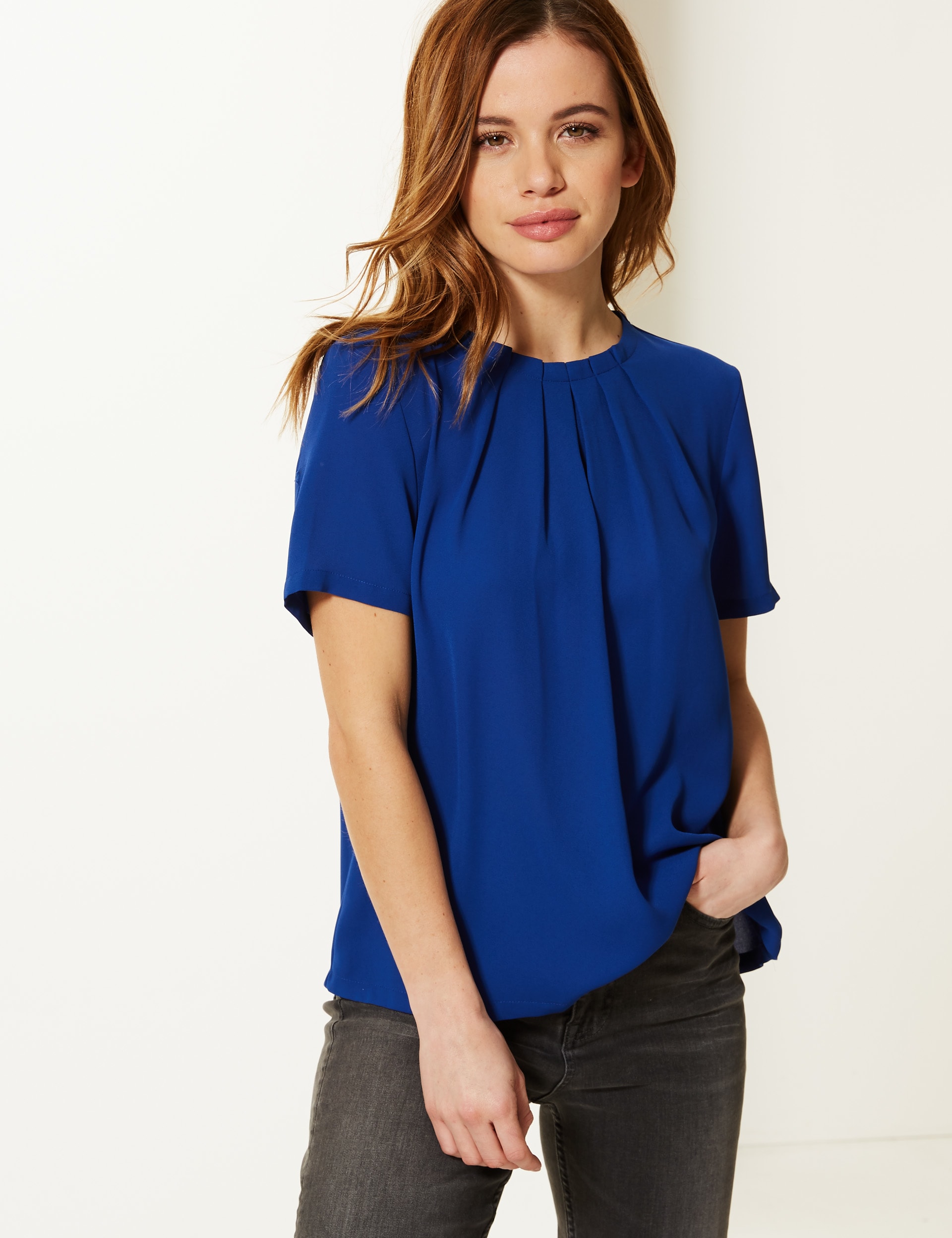 PETITE Round Neck Short Sleeve Shell Top | M&S Collection | M&S IE